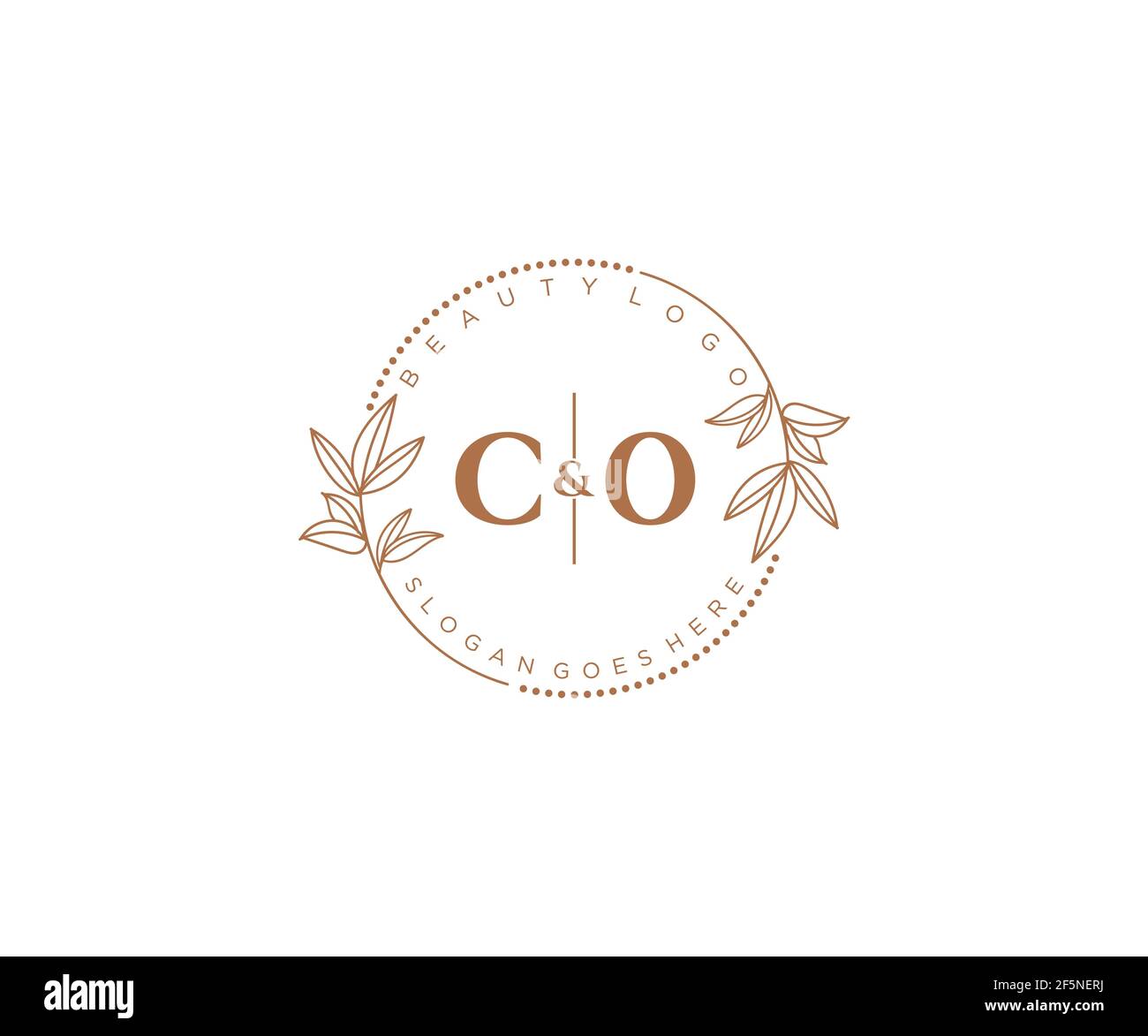 CO letters Beautiful floral feminine editable premade monoline logo ...