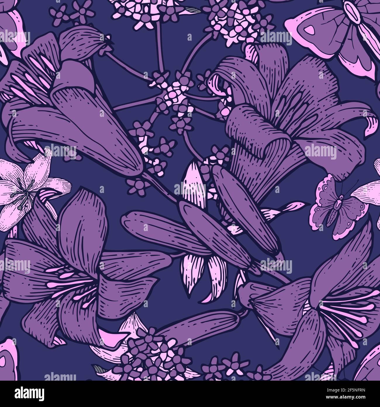 Lily flowers. Seamless pattern for wallpaper and fabric. Background ...