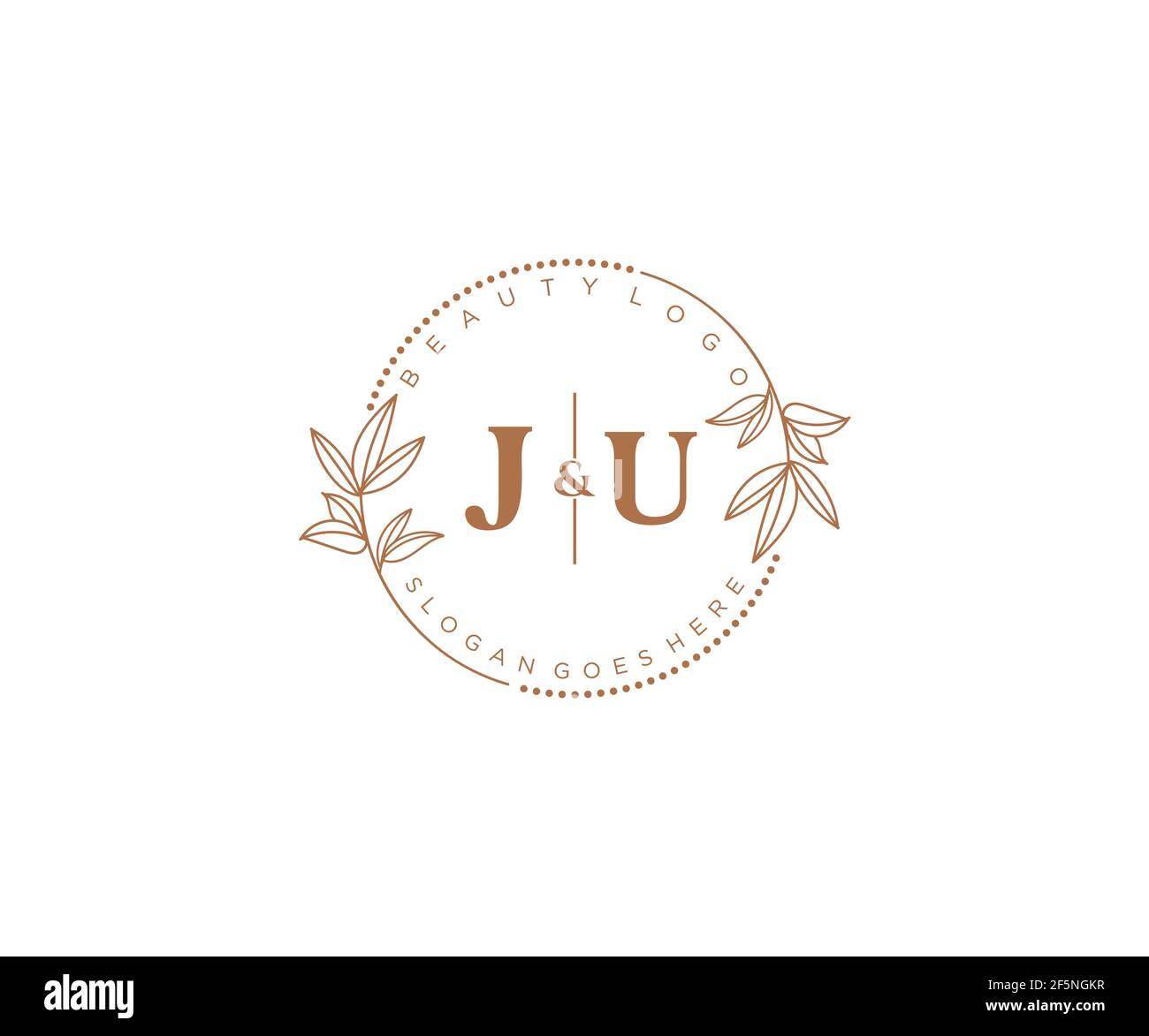 JU letters Beautiful floral feminine editable premade monoline logo ...