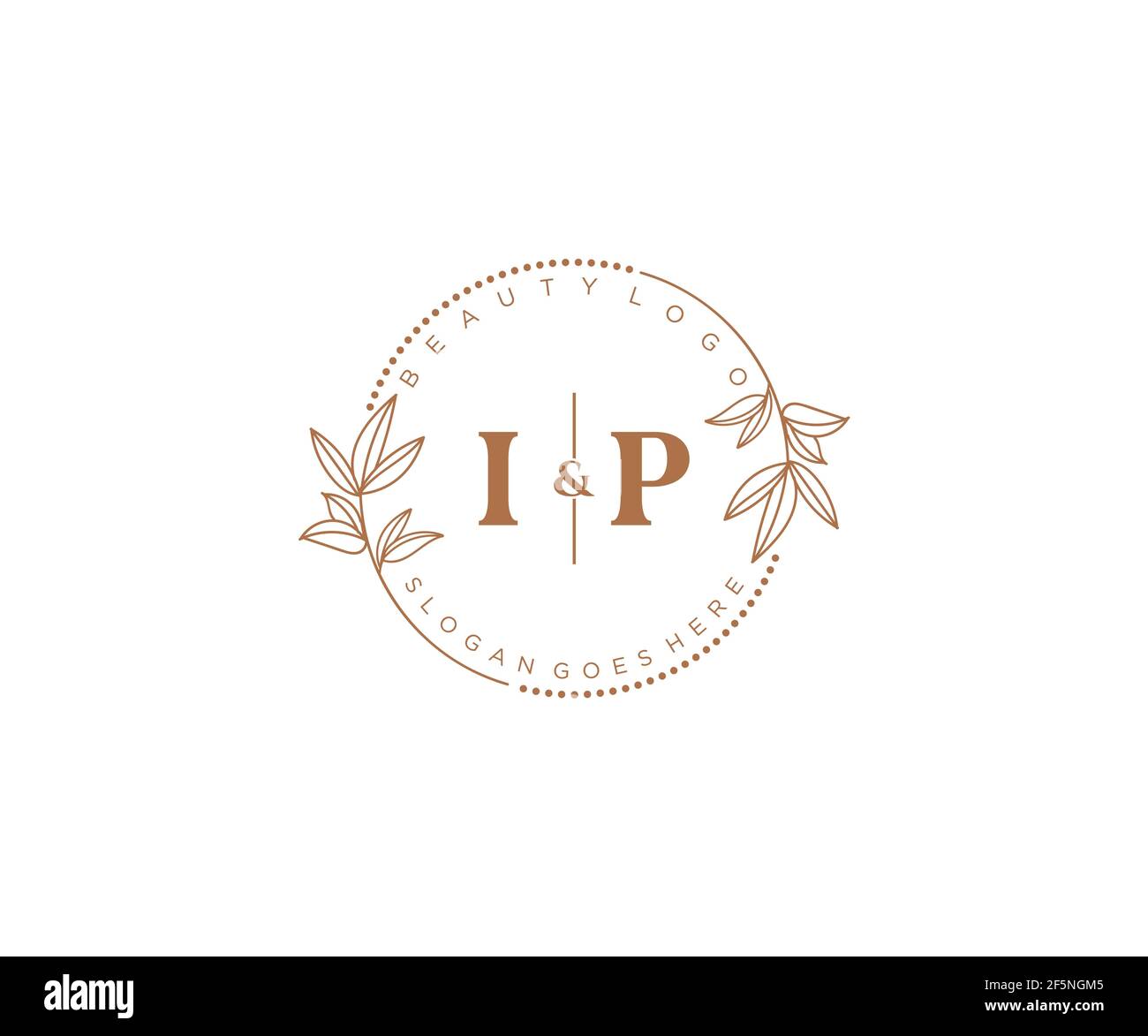 IP letters Beautiful floral feminine editable premade monoline logo ...
