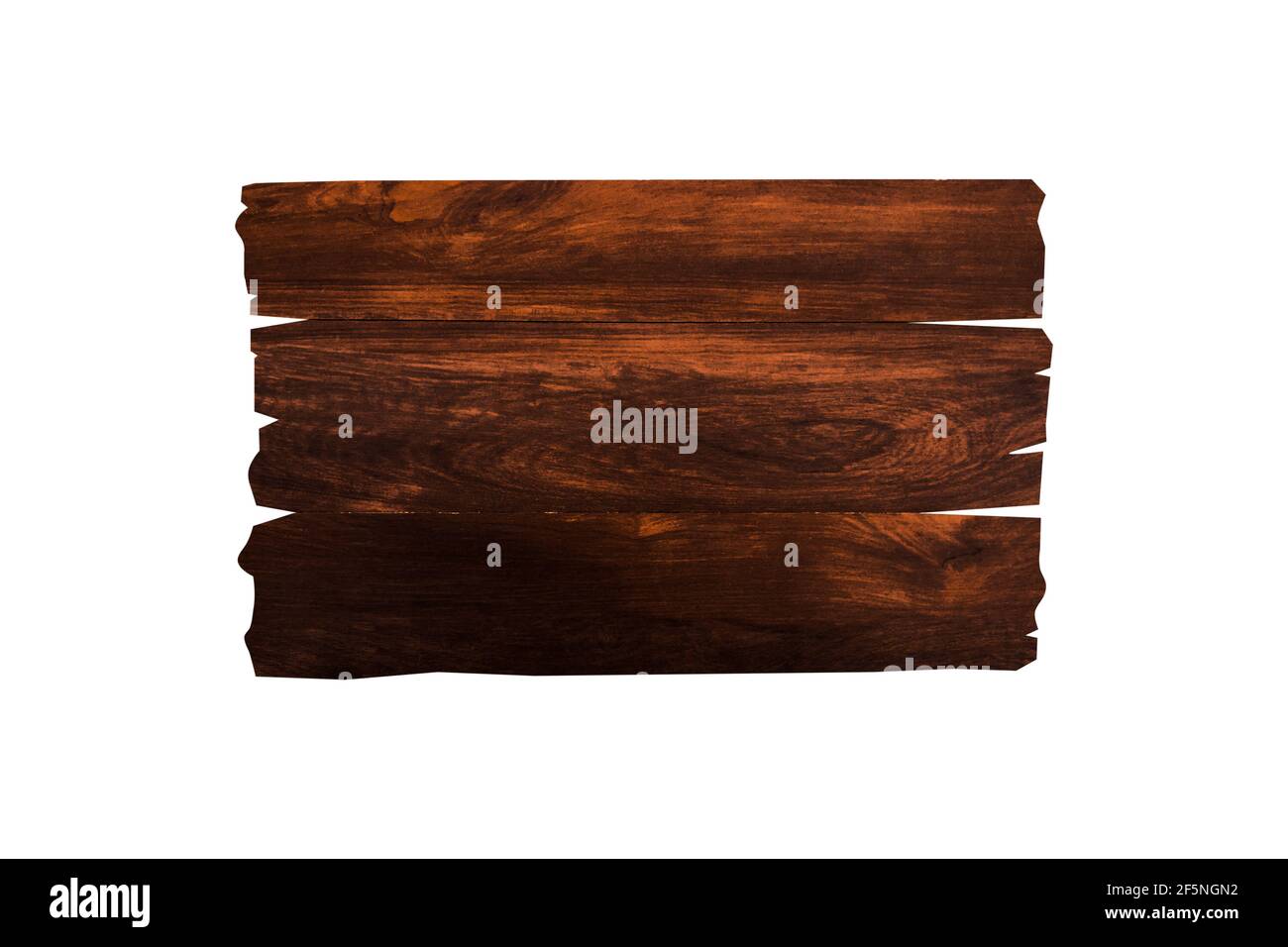 Front view of old wooden sign isolated on white background with ...