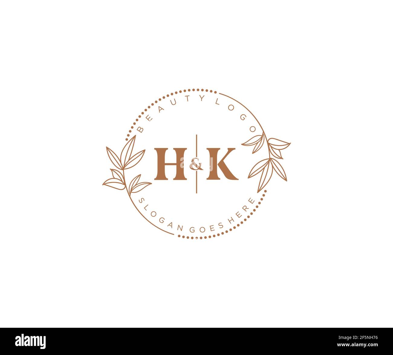 HK letters Beautiful floral feminine editable premade monoline logo ...