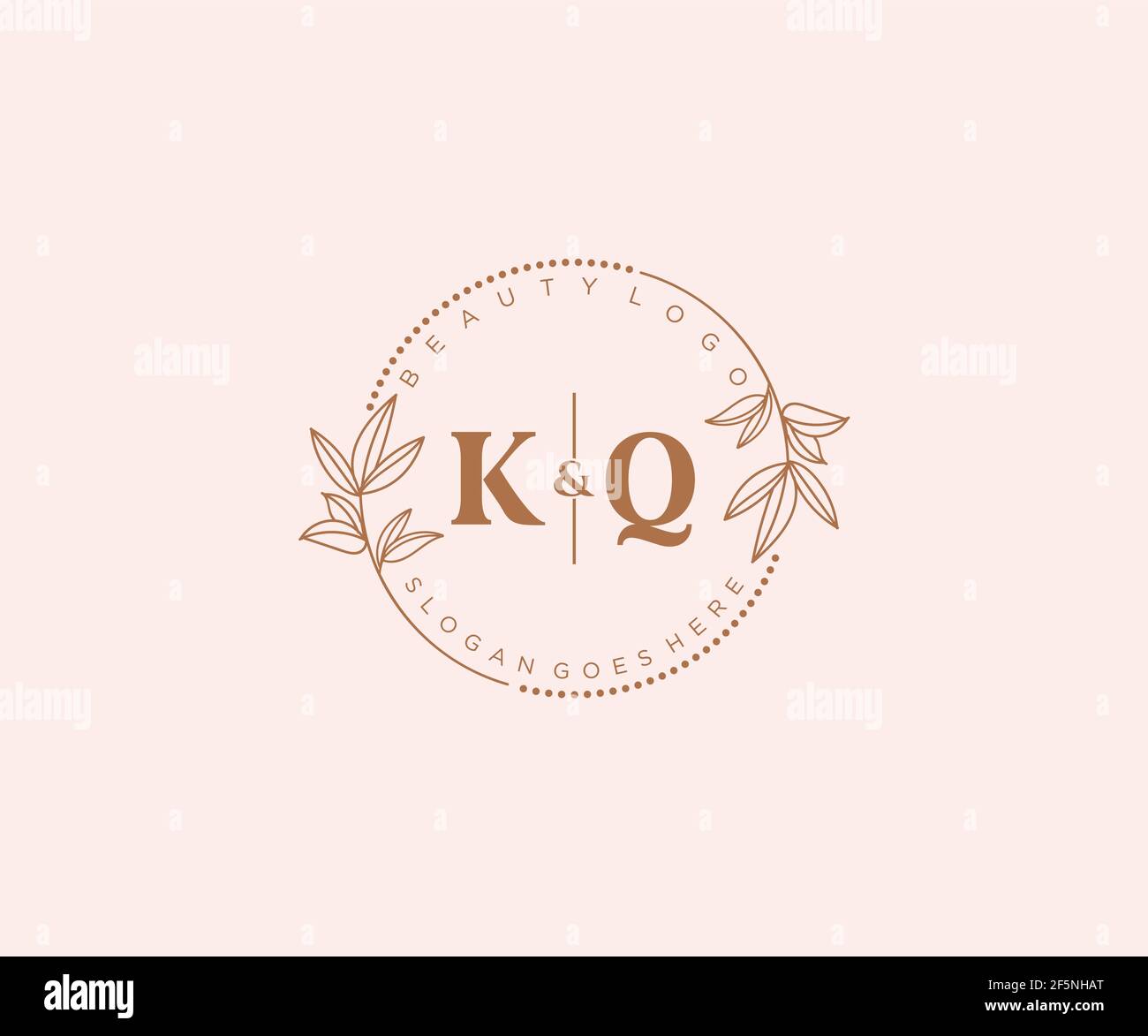 KQ letters Beautiful floral feminine editable premade monoline logo ...