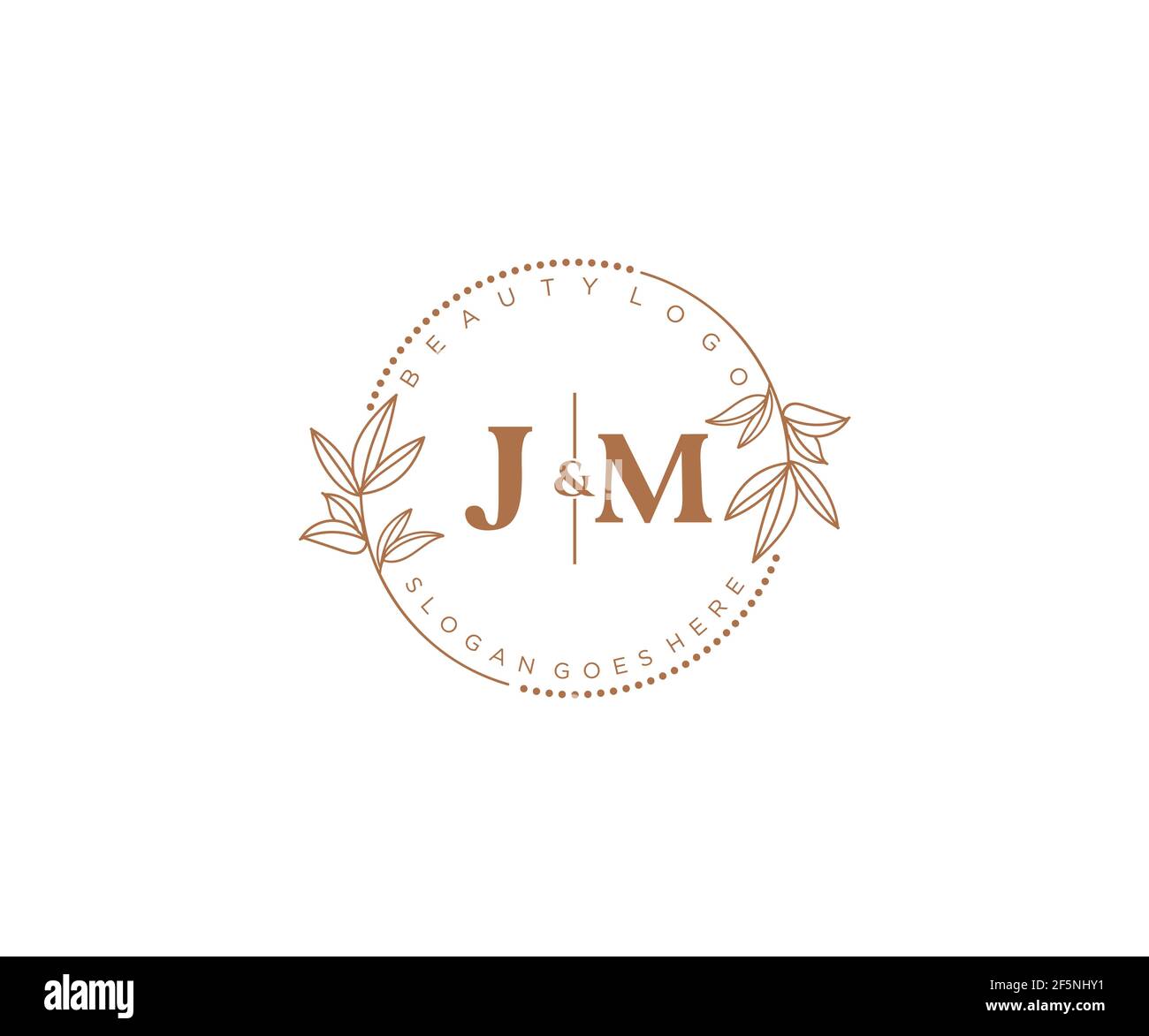 JM letters Beautiful floral feminine editable premade monoline logo ...