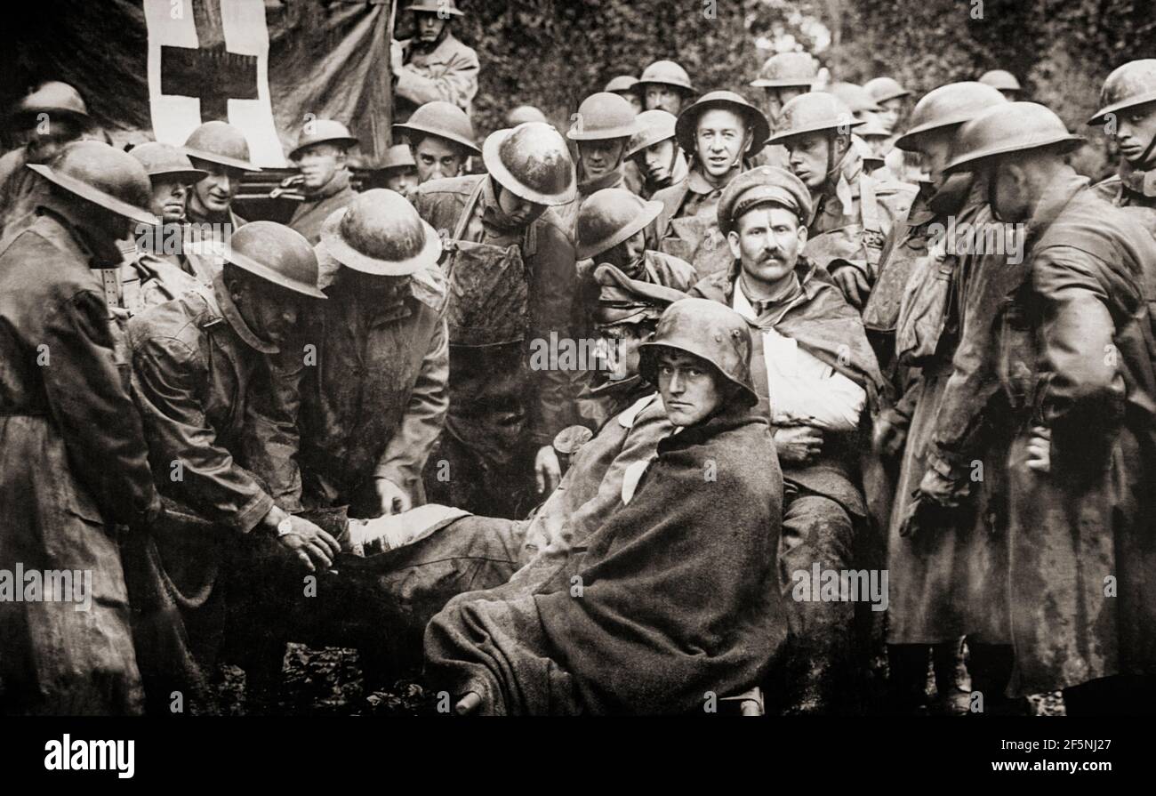 German prisoners receive medical attention at an American field ...