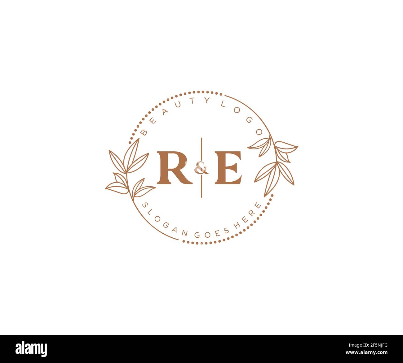 RE letters Beautiful floral feminine editable premade monoline logo ...