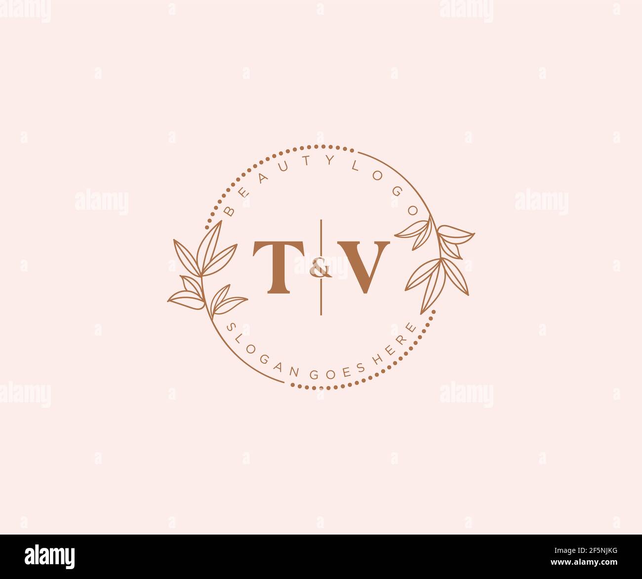 TV letters Beautiful floral feminine editable premade monoline logo ...