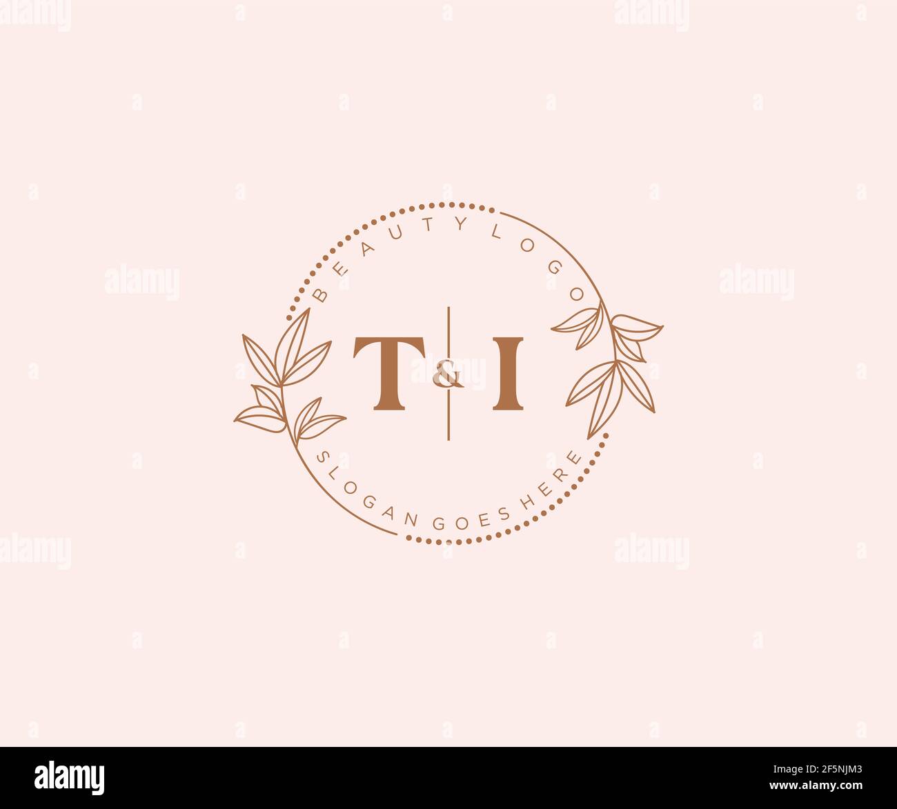 TI letters Beautiful floral feminine editable premade monoline logo ...