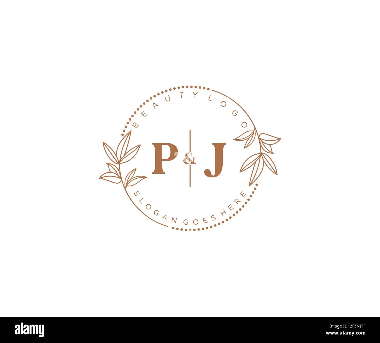 PJ letters Beautiful floral feminine editable premade monoline logo ...