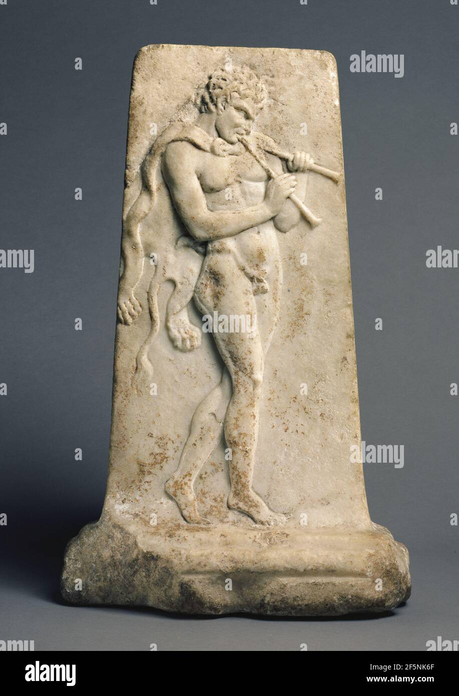Relief with a Satyr Playing Pipes. Unknown Stock Photo - Alamy