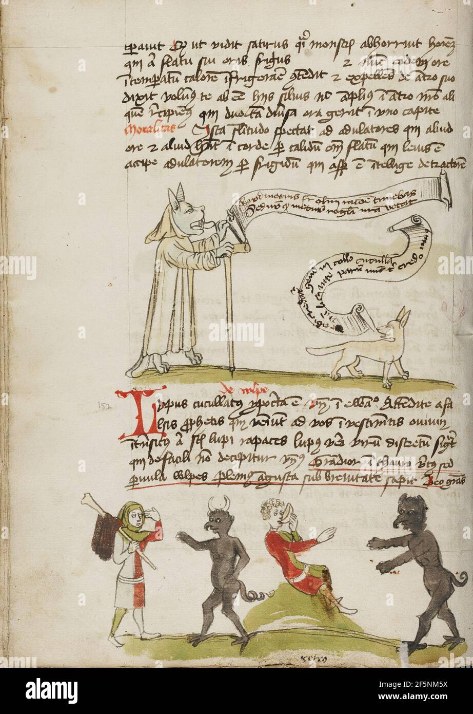 A Wolf in a Monk's Habit with a Fox and a Wolf; A Man Meeting a Devil ...