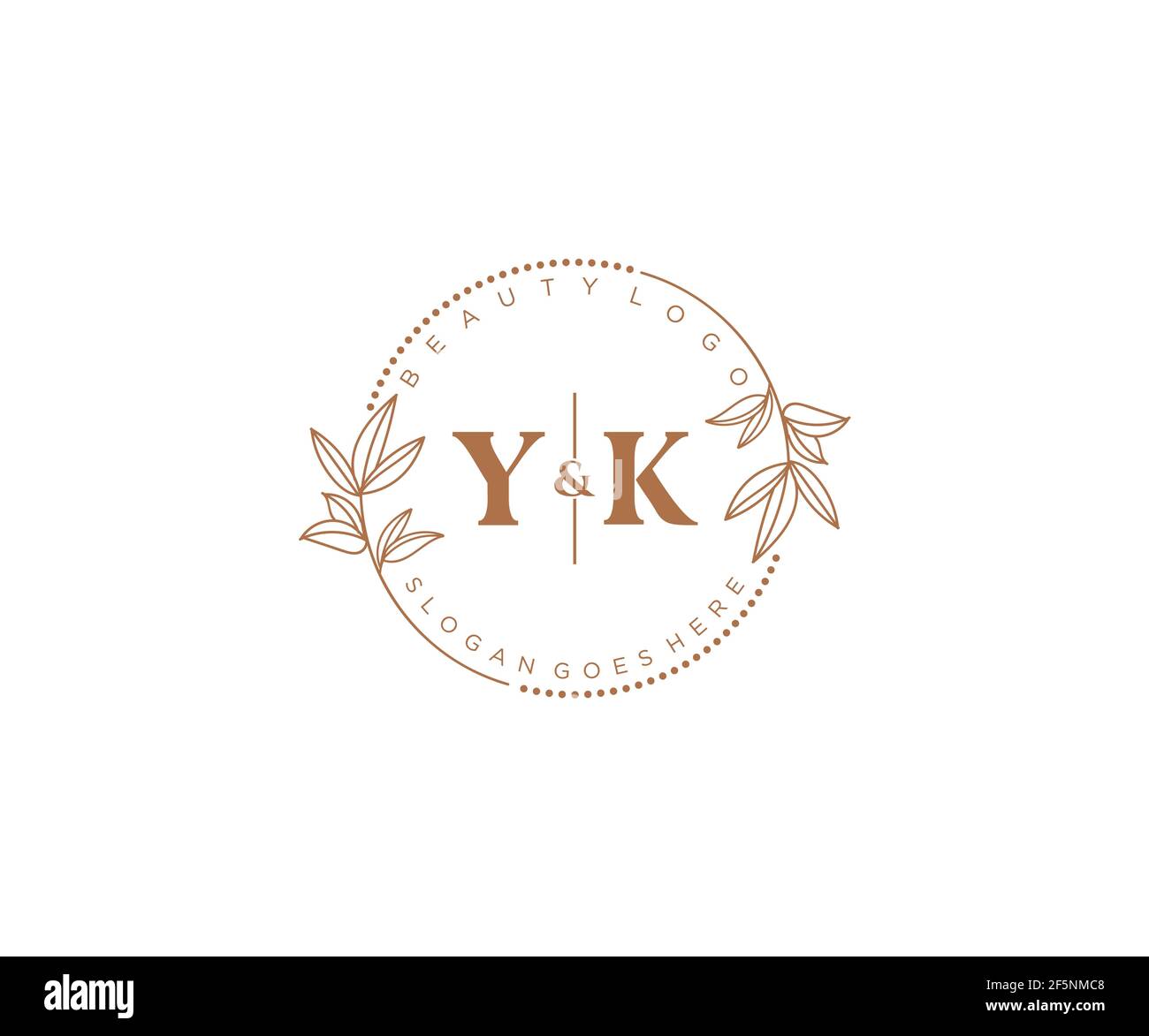 YK letters Beautiful floral feminine editable premade monoline logo ...