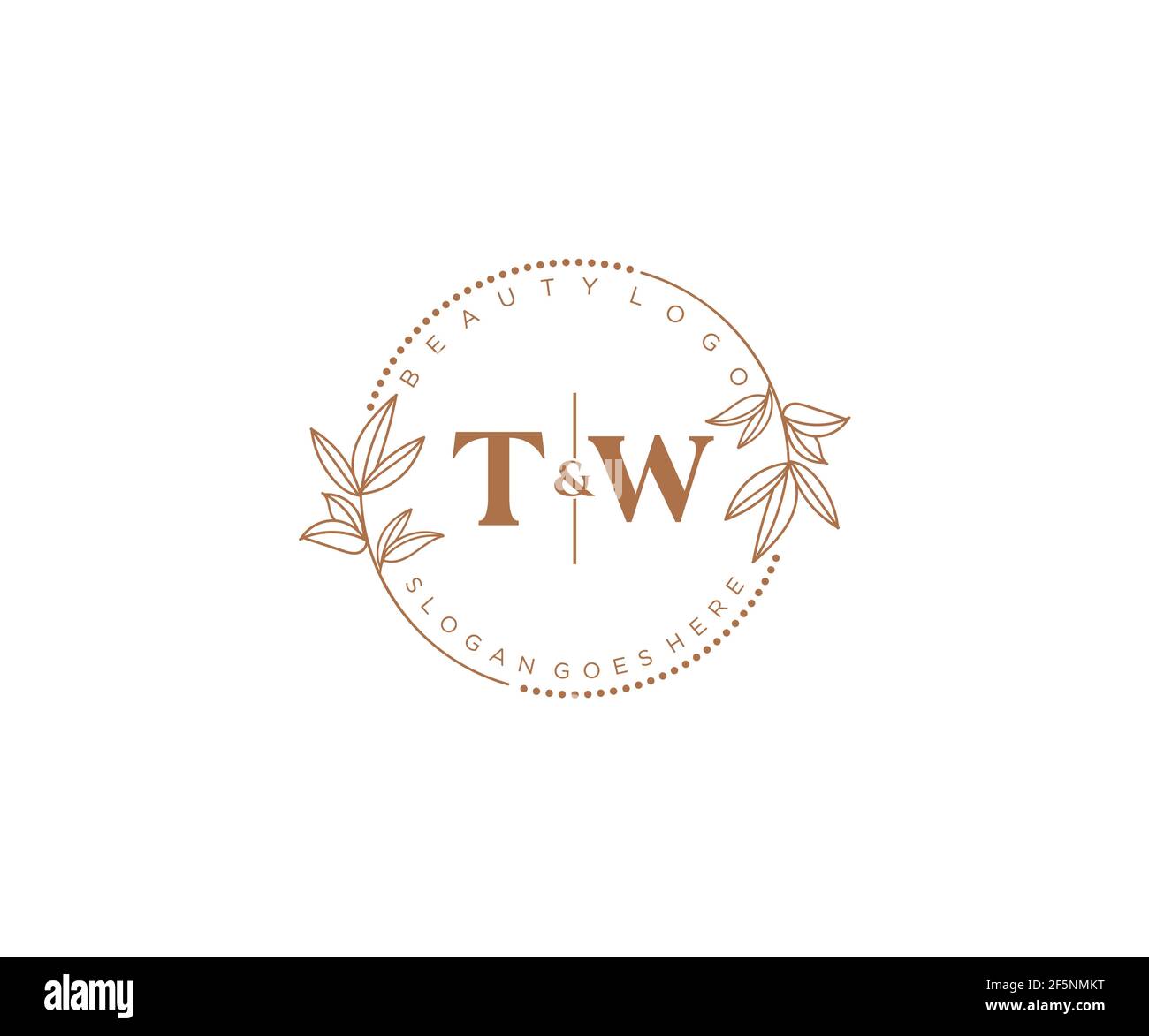 TW letters Beautiful floral feminine editable premade monoline logo ...