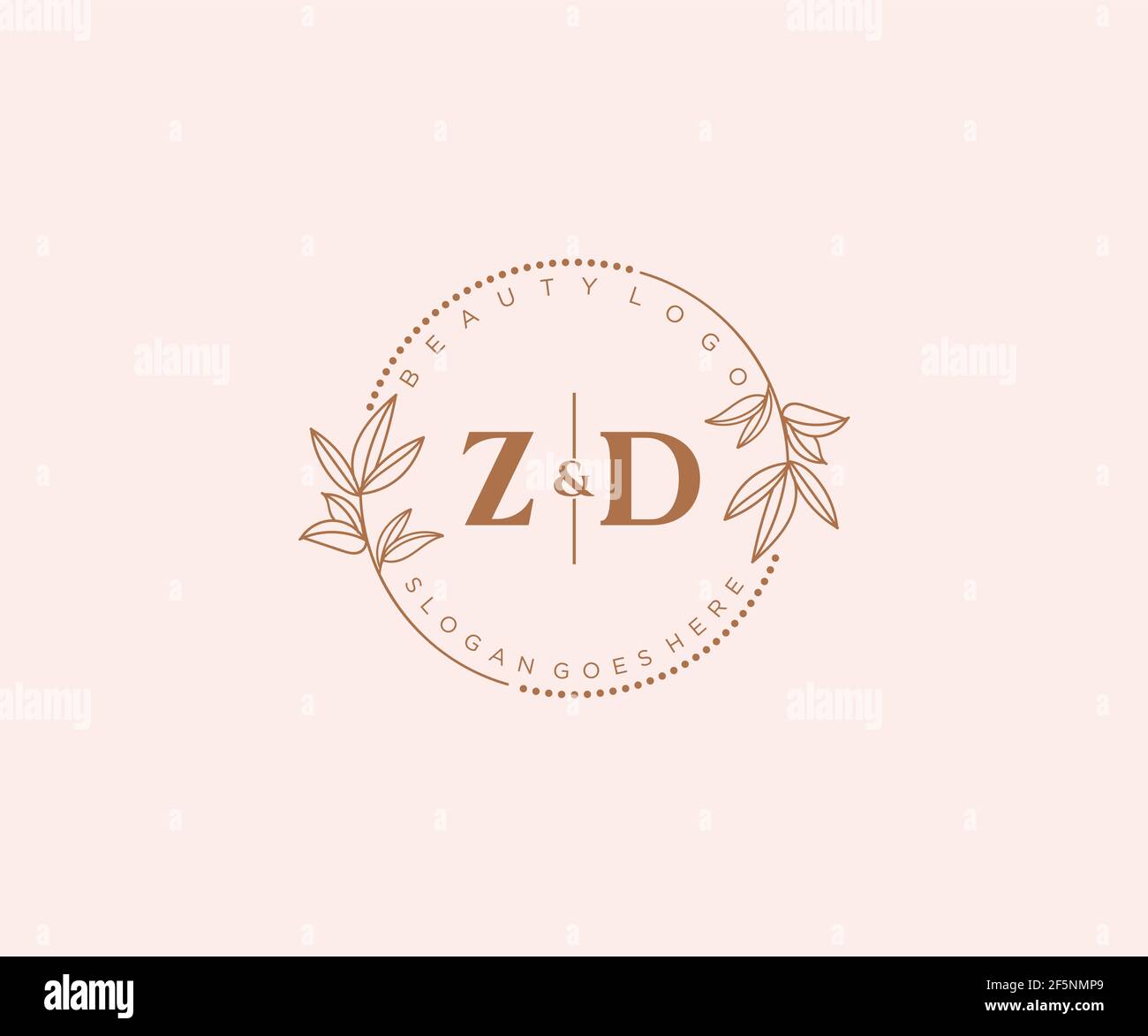 ZD letters Beautiful floral feminine editable premade monoline logo ...