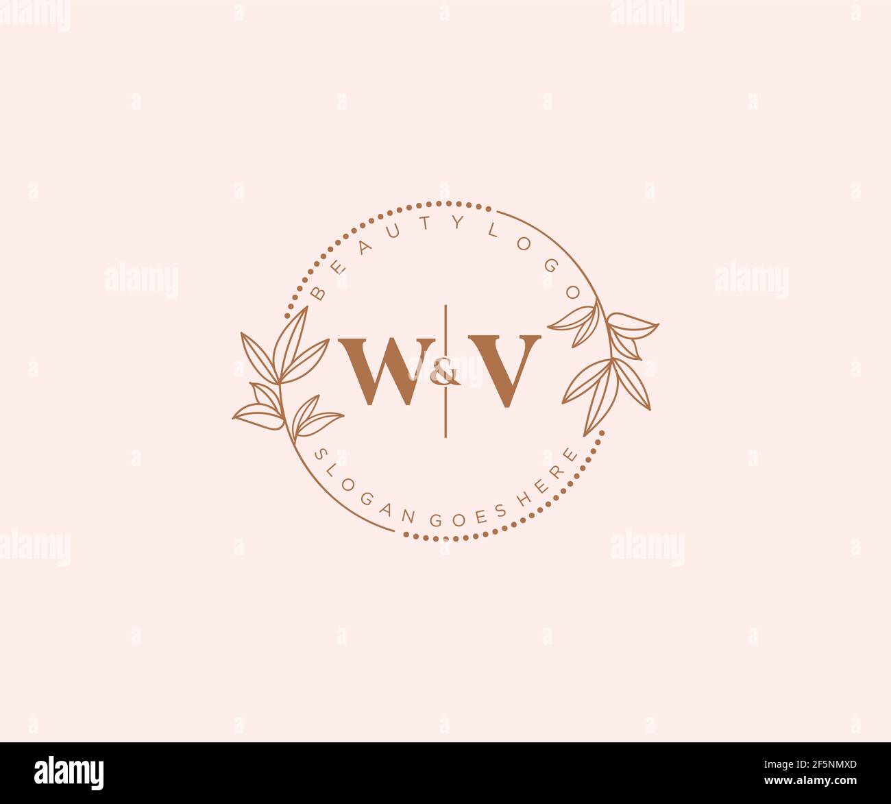 WV letters Beautiful floral feminine editable premade monoline logo ...