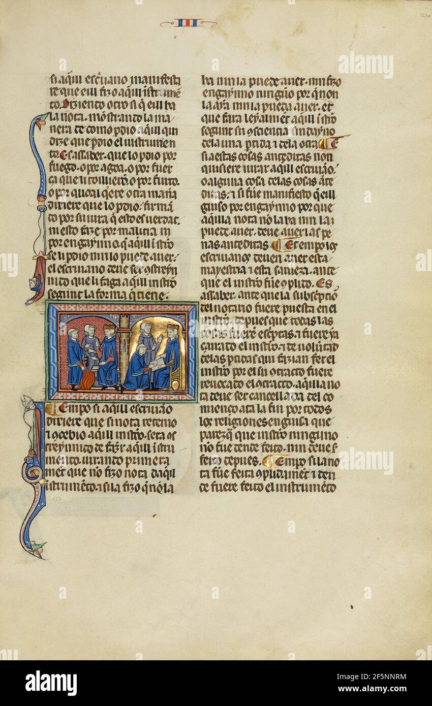 Initial E: A Man Standing before a Judge Pointing to a Fire and Two Men ...