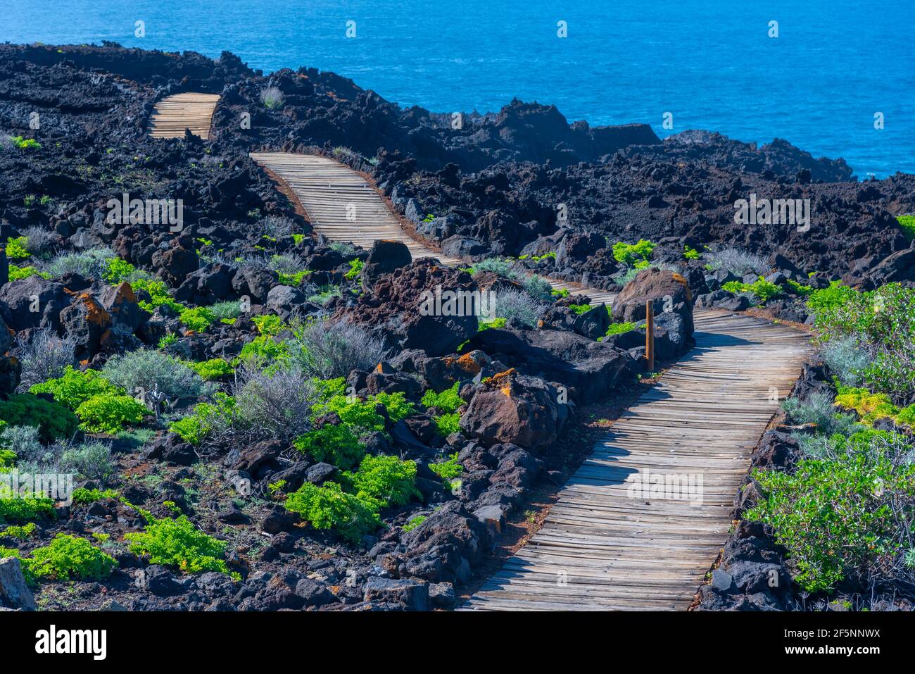Landscape of El Hierro island viewed from a costal path connecting La ...
