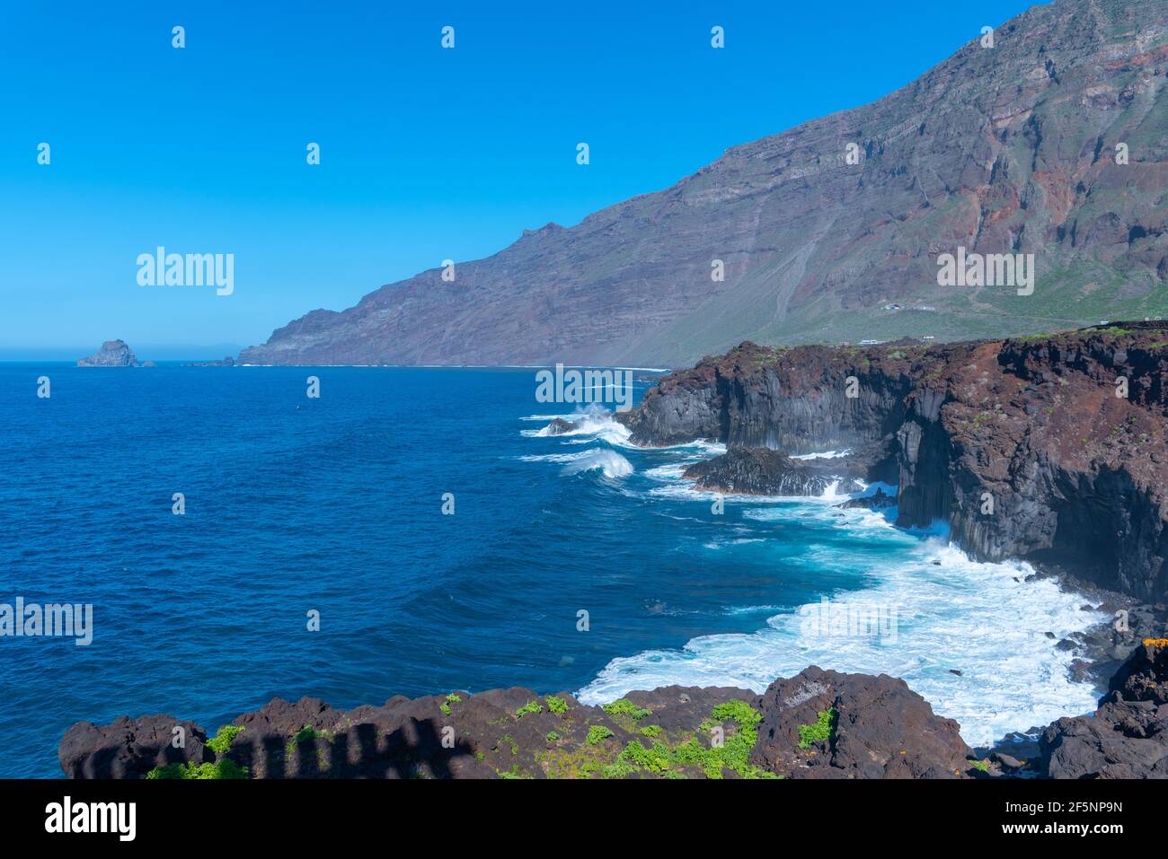 Landscape of El Hierro island viewed from a costal path connecting La ...