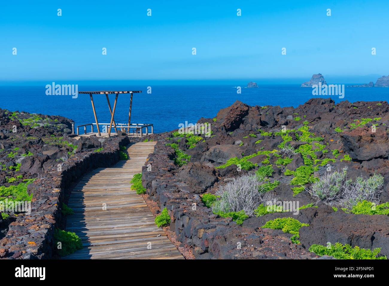 Landscape of El Hierro island viewed from a costal path connecting La ...