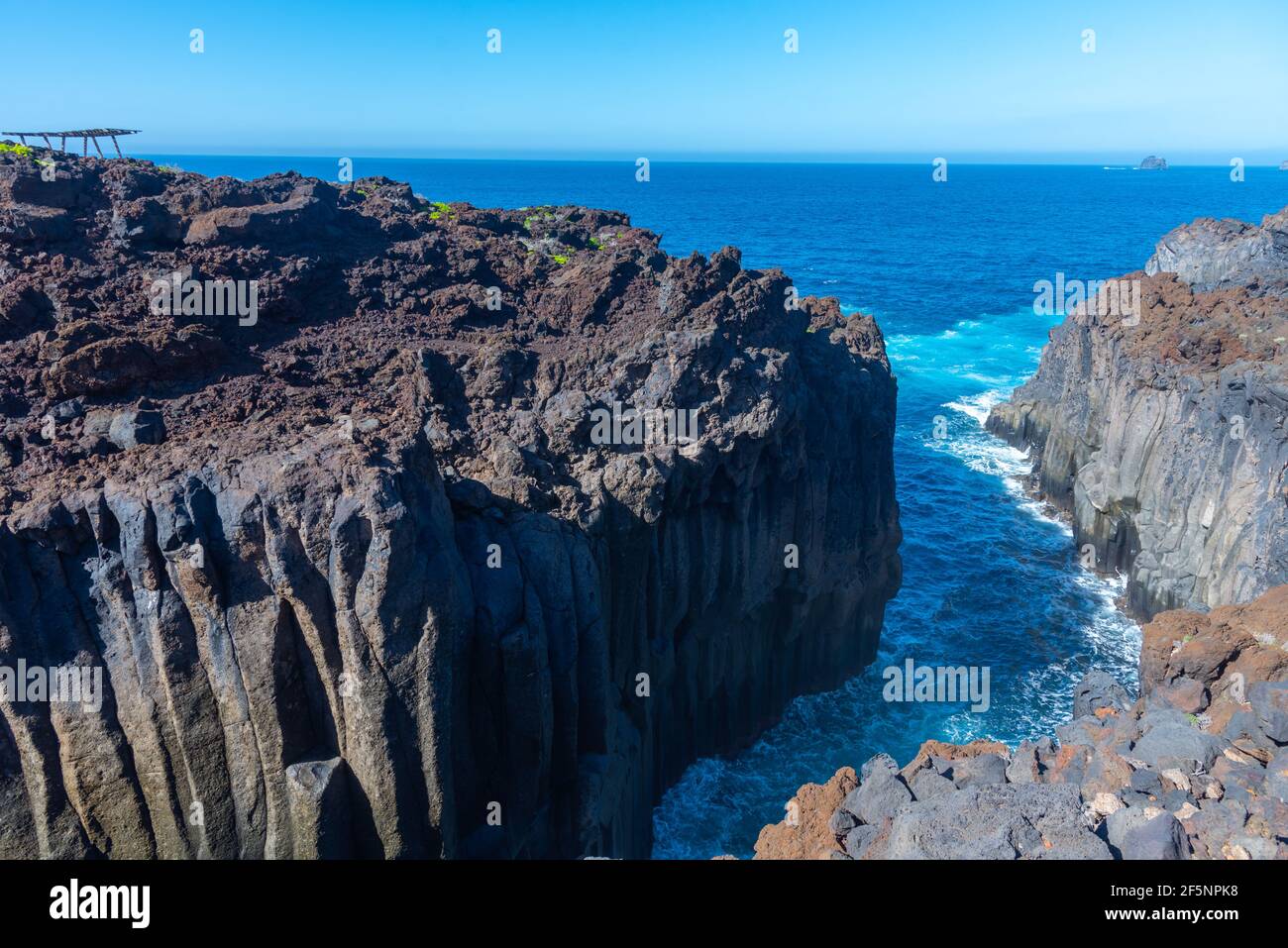 Landscape of El Hierro island viewed from a costal path connecting La ...