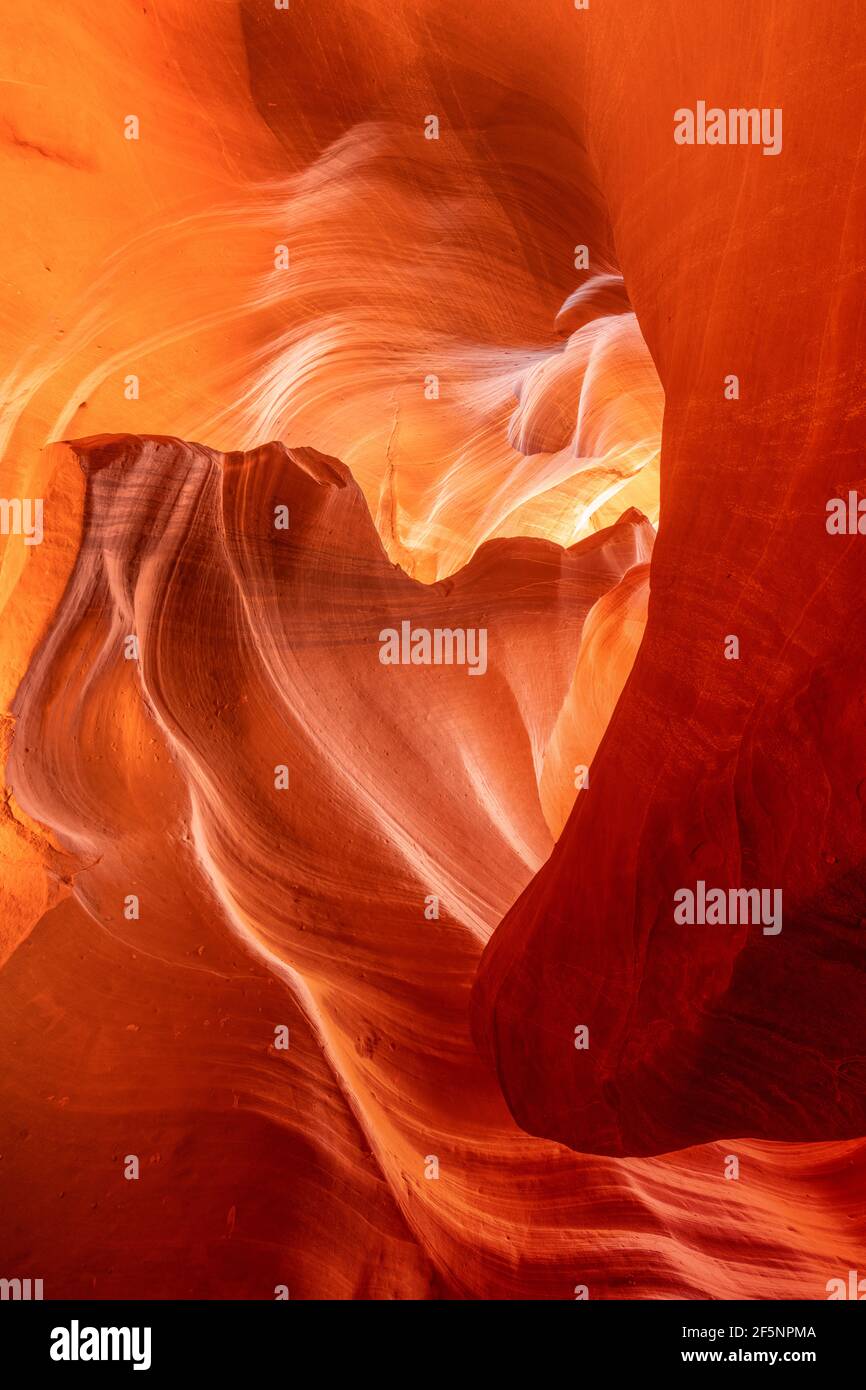 Vertical shot of the heart of Antelope Canyon, located in Arizona USA ...