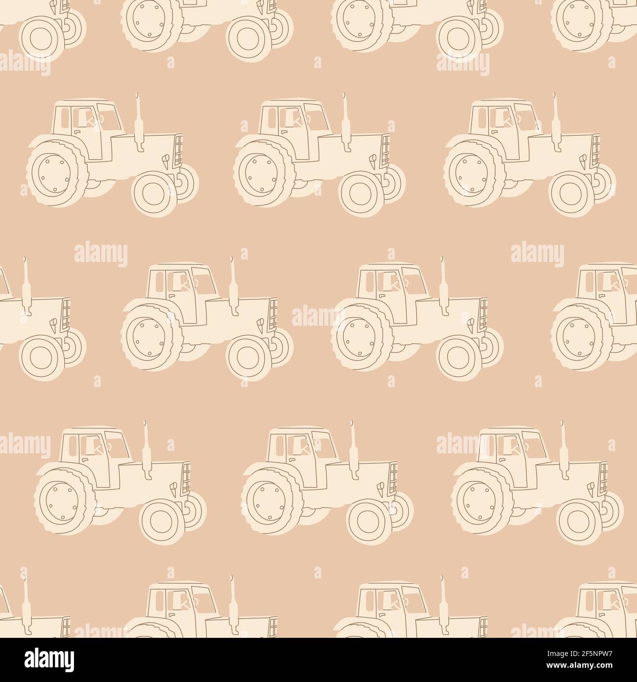 Vector seamless agricultural pattern. Repeating tractor on a beige ... Vector seamless agricultural pattern. Repeating tractor on a beige ...
