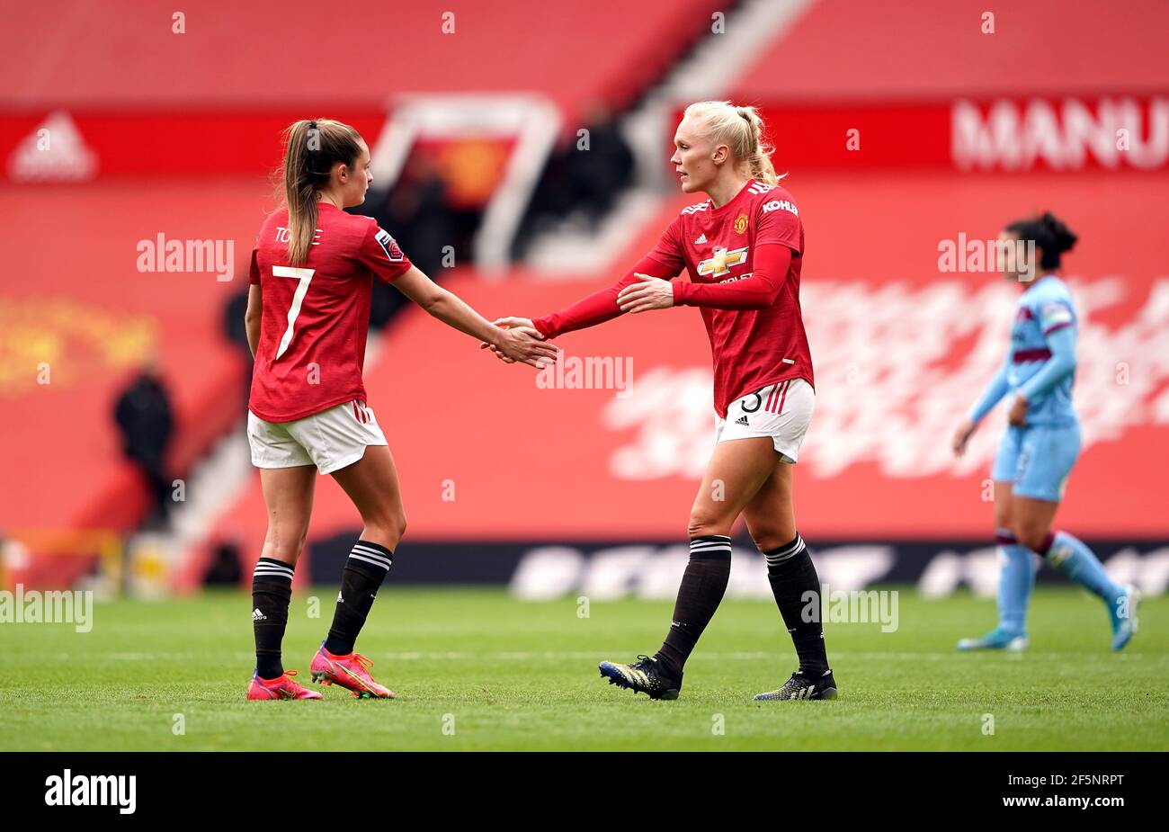 Manchester United's Maria Thorisdottir (right) and Ella Toone after the ...