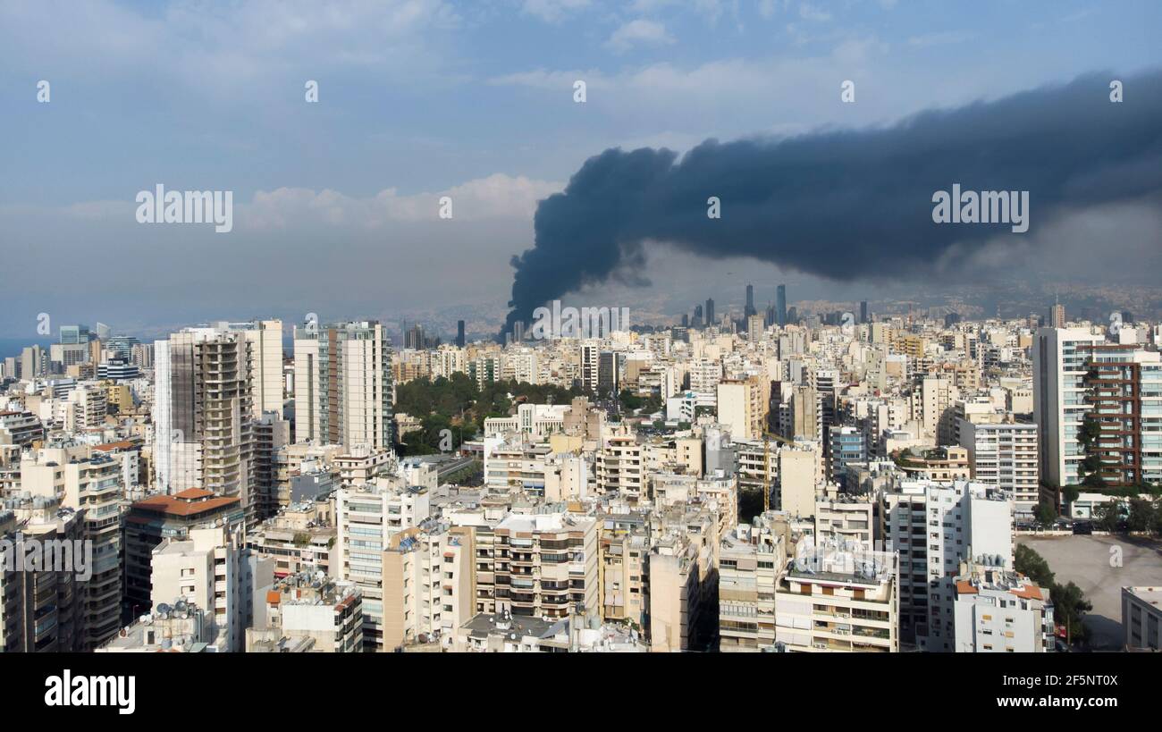 Port of Beirut Fire after explosion Stock Photo - Alamy