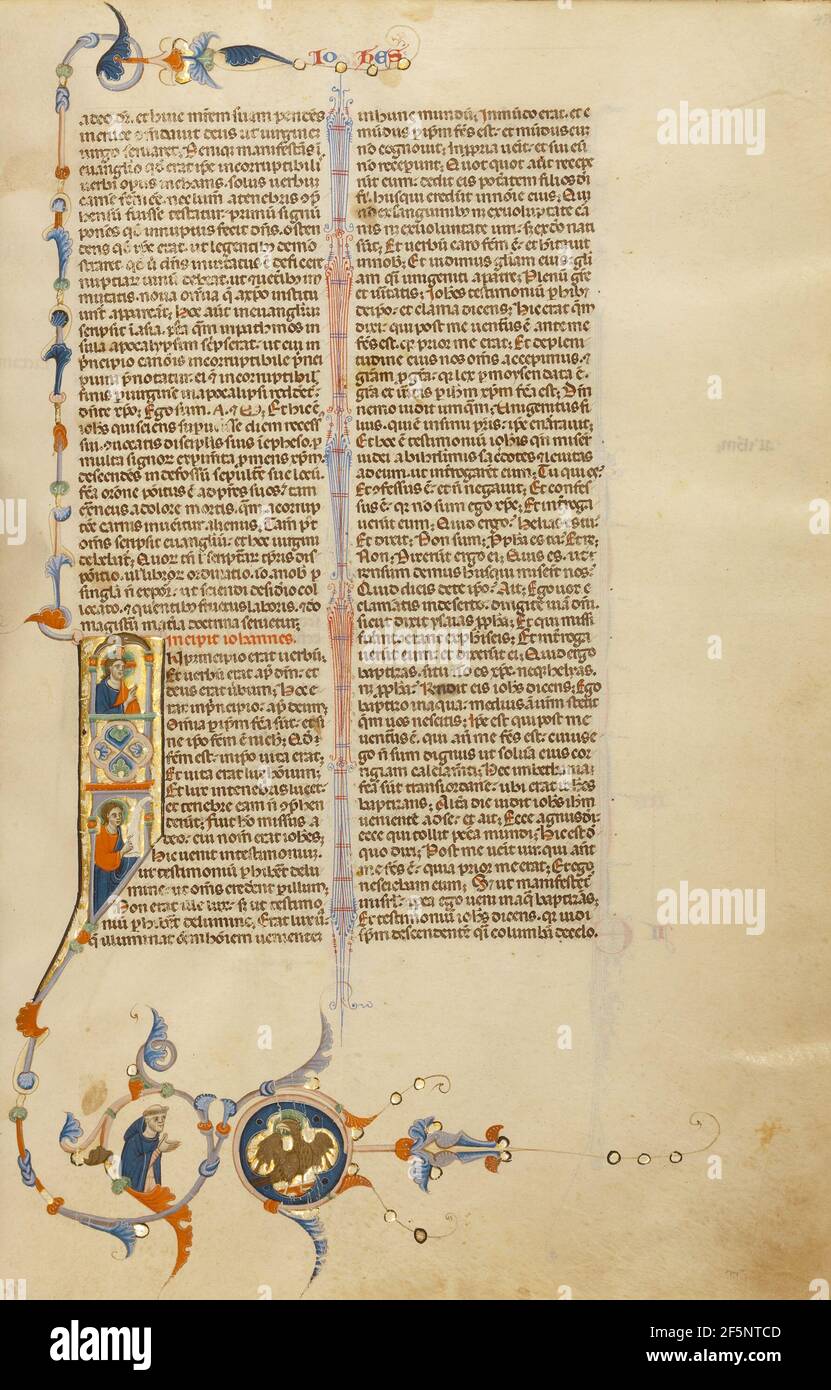 Initial I: Christ and Saint John the Evangelist. Unknown Stock Photo ...