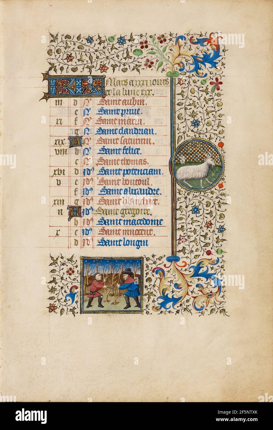 March Calendar Page; Pruning Trees; Aries. Workshop of the Bedford ...