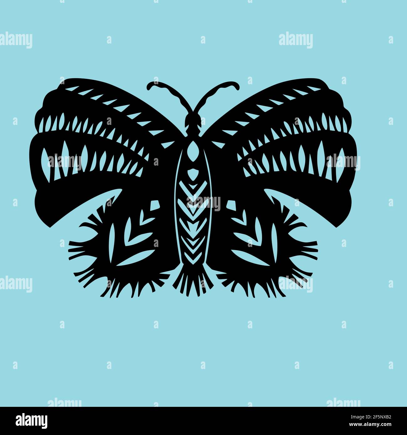 Vintage Butterfly paper cut style art icon in black color, isolated ...