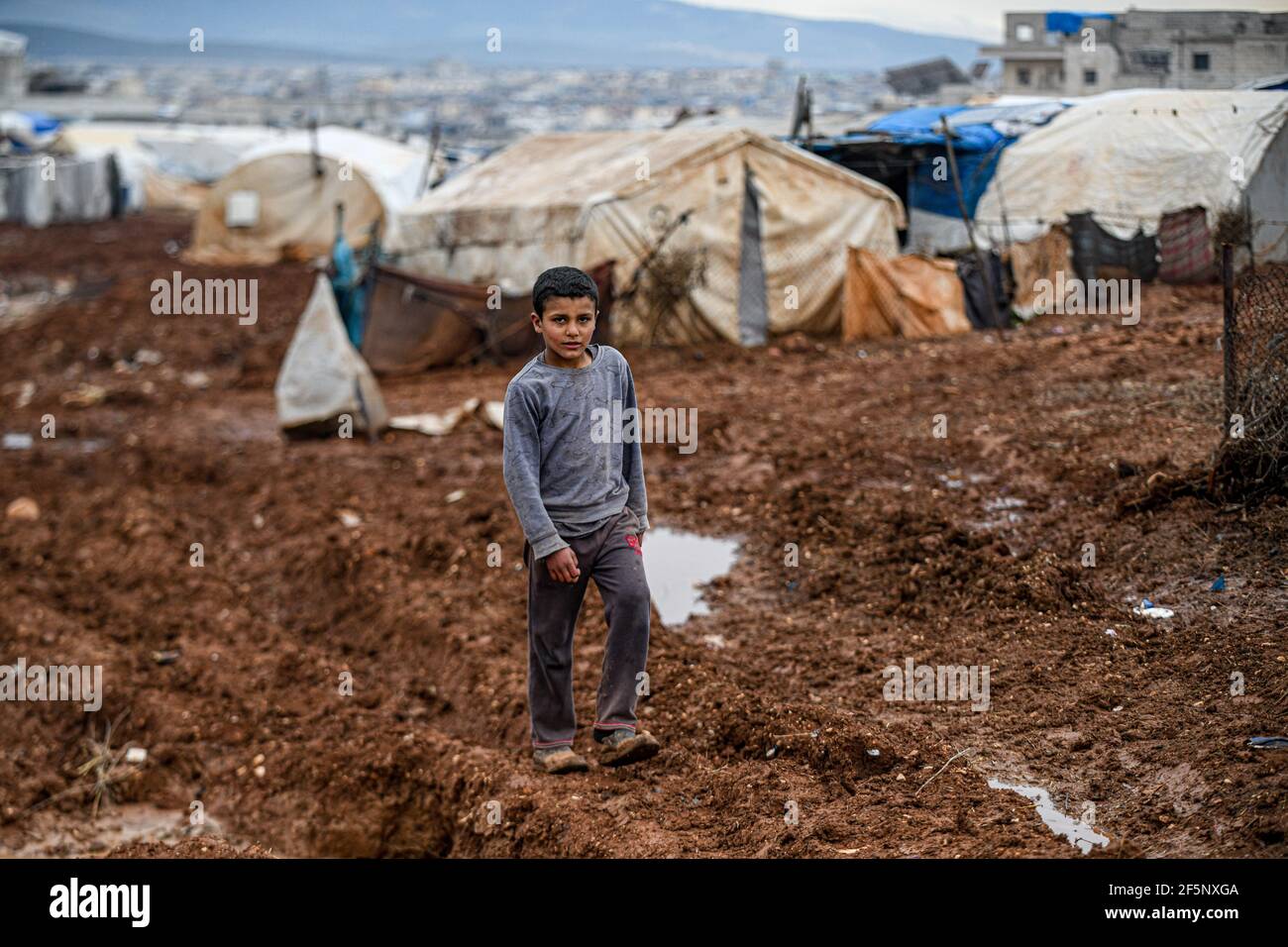 Atmeh, Idlib, Syria February 17, 2021 Difficult humanitarian conditions ...