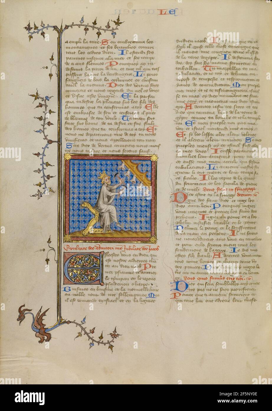 David Playing Bells. Master of Jean de Mandeville (French, active 1350 ...