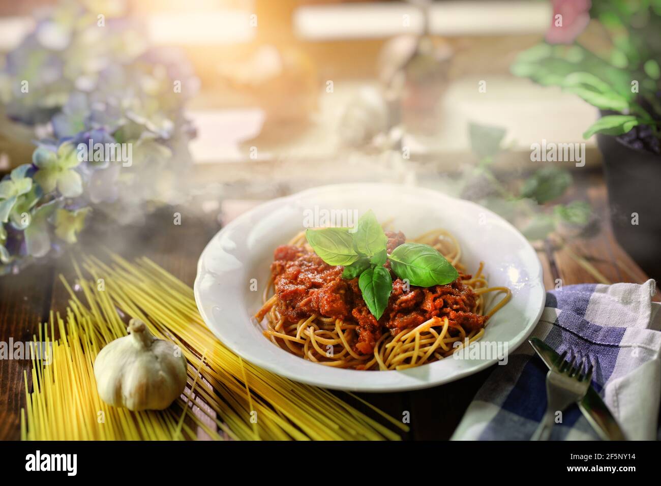 delicious and homemade spaghetti bolognese well seasoned Stock Photo ...