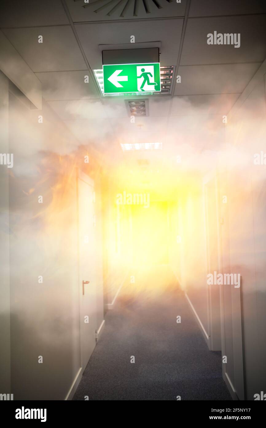 fire and smoke in offices inside the building Stock Photo - Alamy
