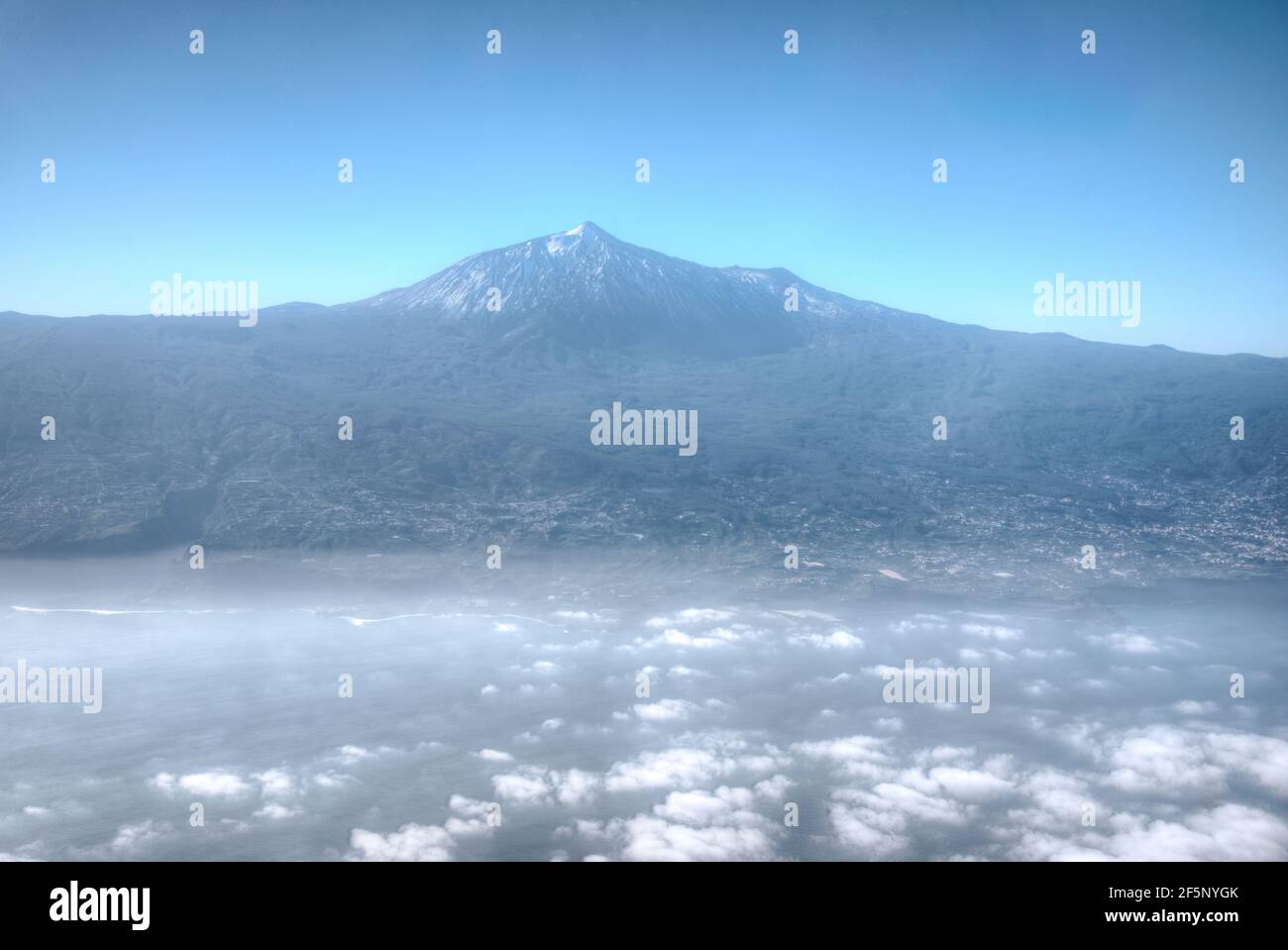 Aerial view of Tenerife dominated by Pico de Teide volcano, Canary ...