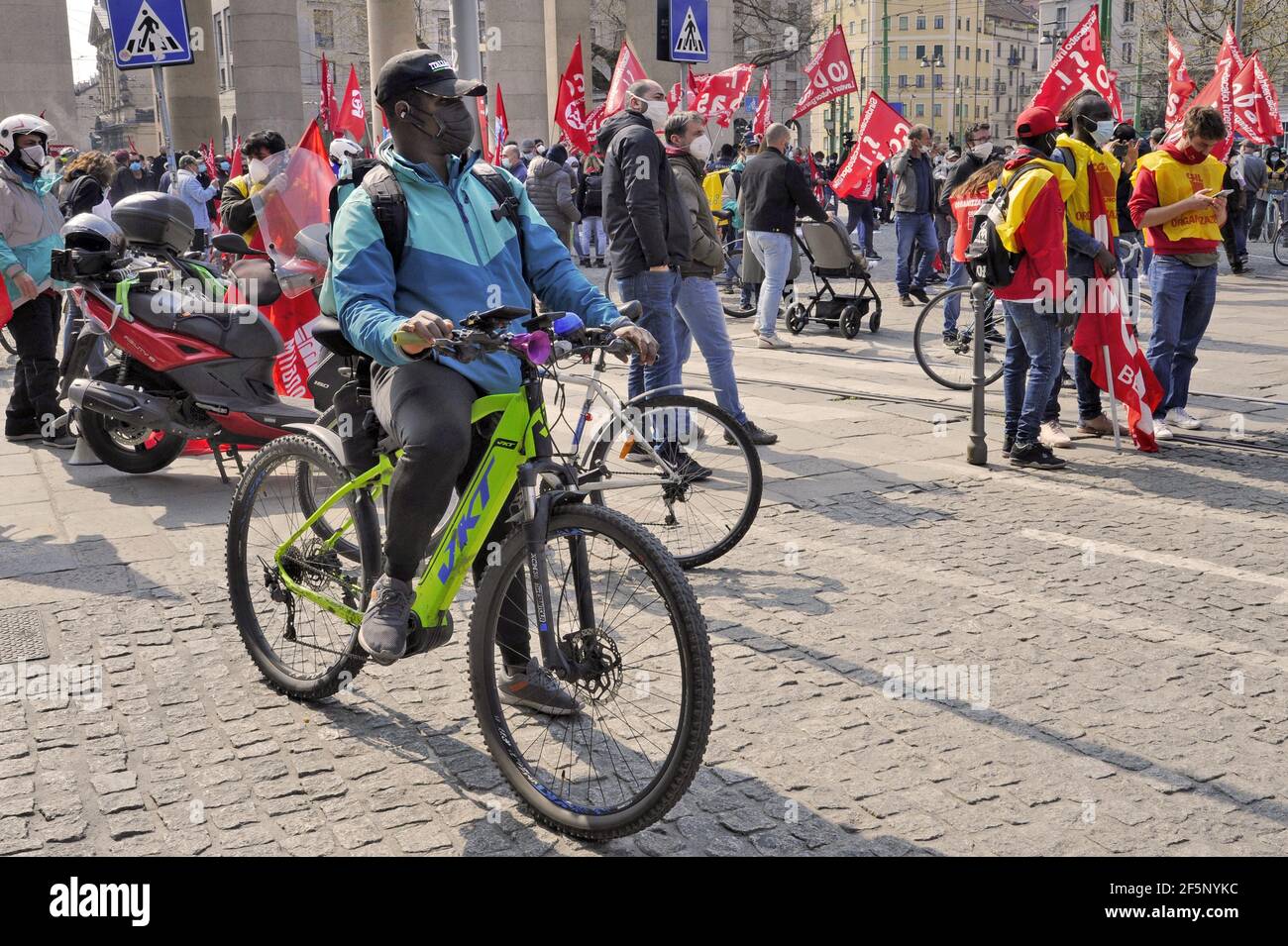 National strike of home food delivery bike riders and of express ...