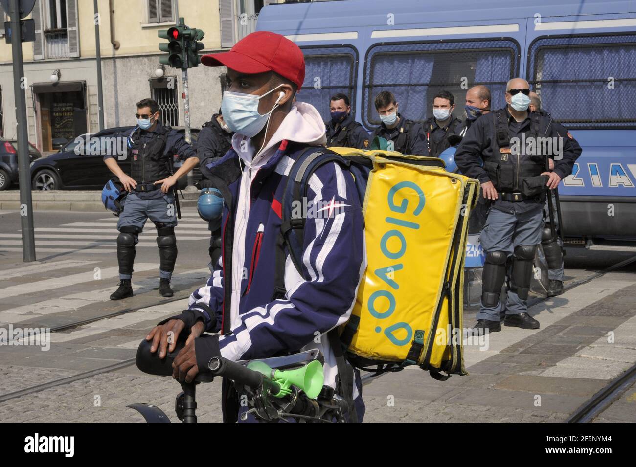 National strike of home food delivery bike riders and of express ...