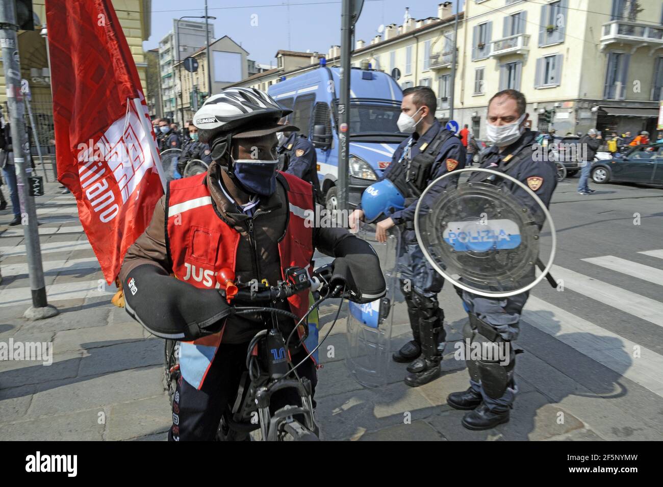 National strike of home food delivery bike riders and of express ...