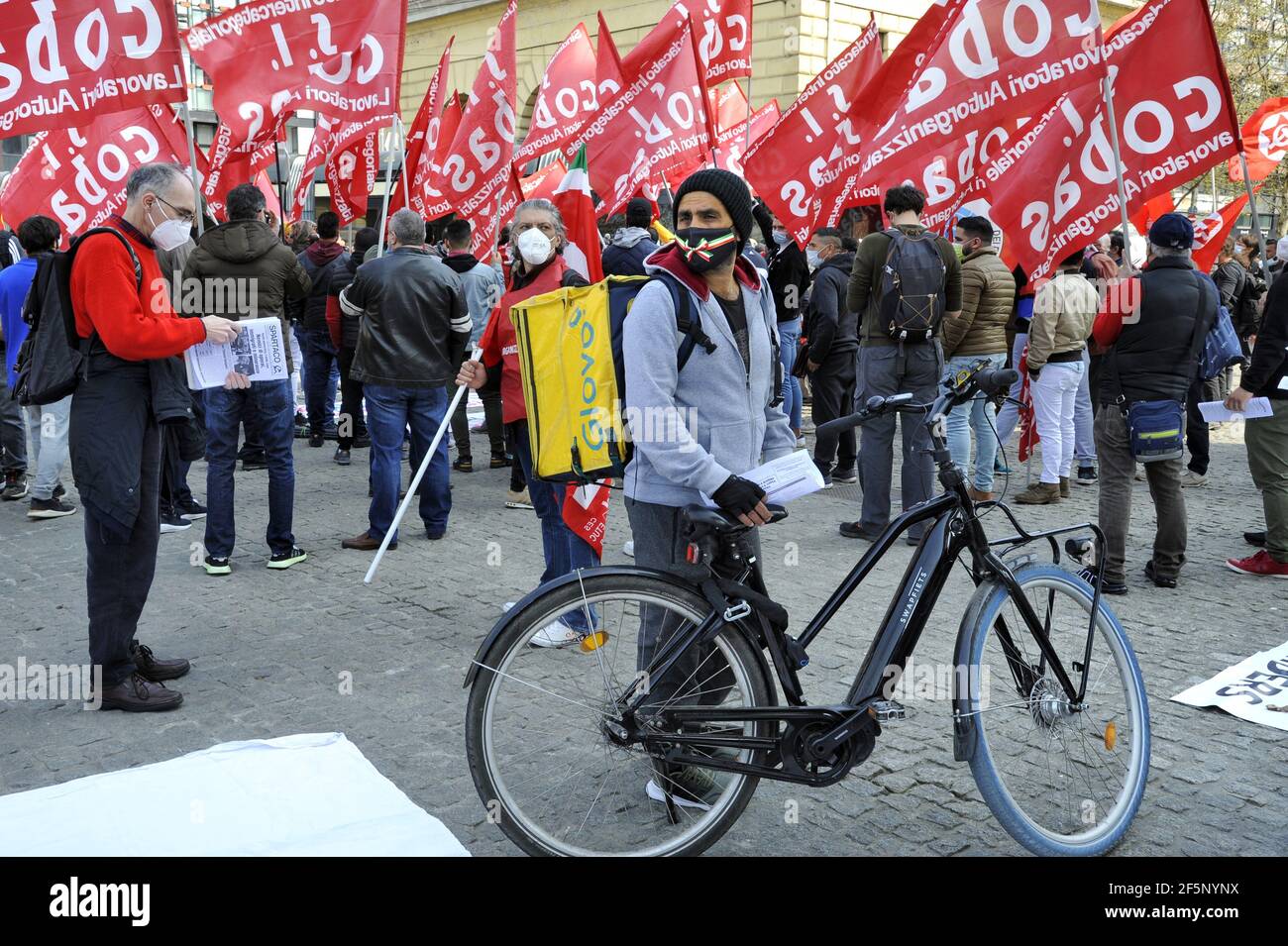 National strike of home food delivery bike riders and of express ...