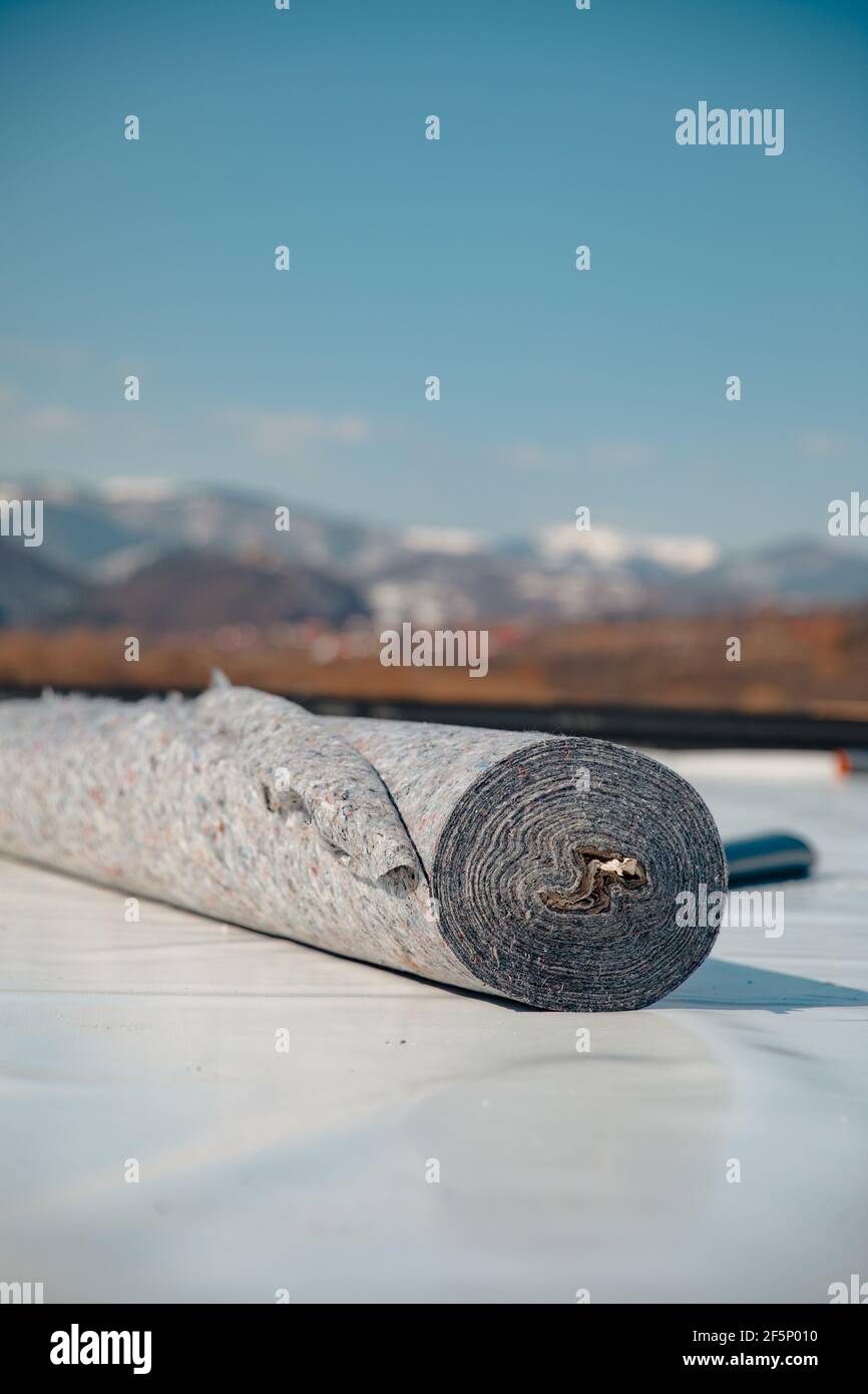 Geotextile for roof, covered with synthetic PVC membrane Stock Photo ...