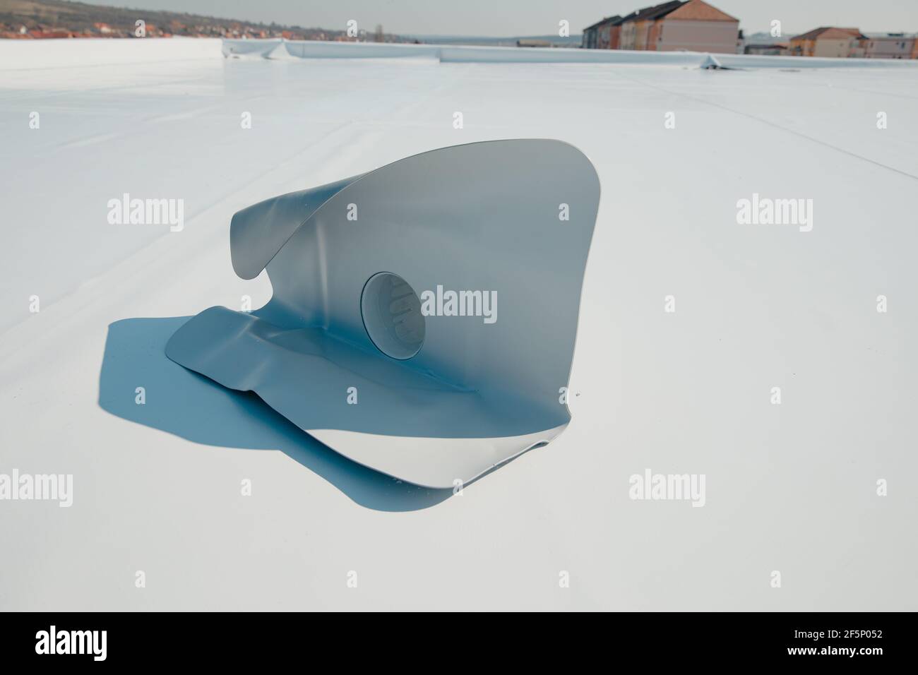 Side drain pipe for flat roof with PVC and EPDM synthetic membrane ...