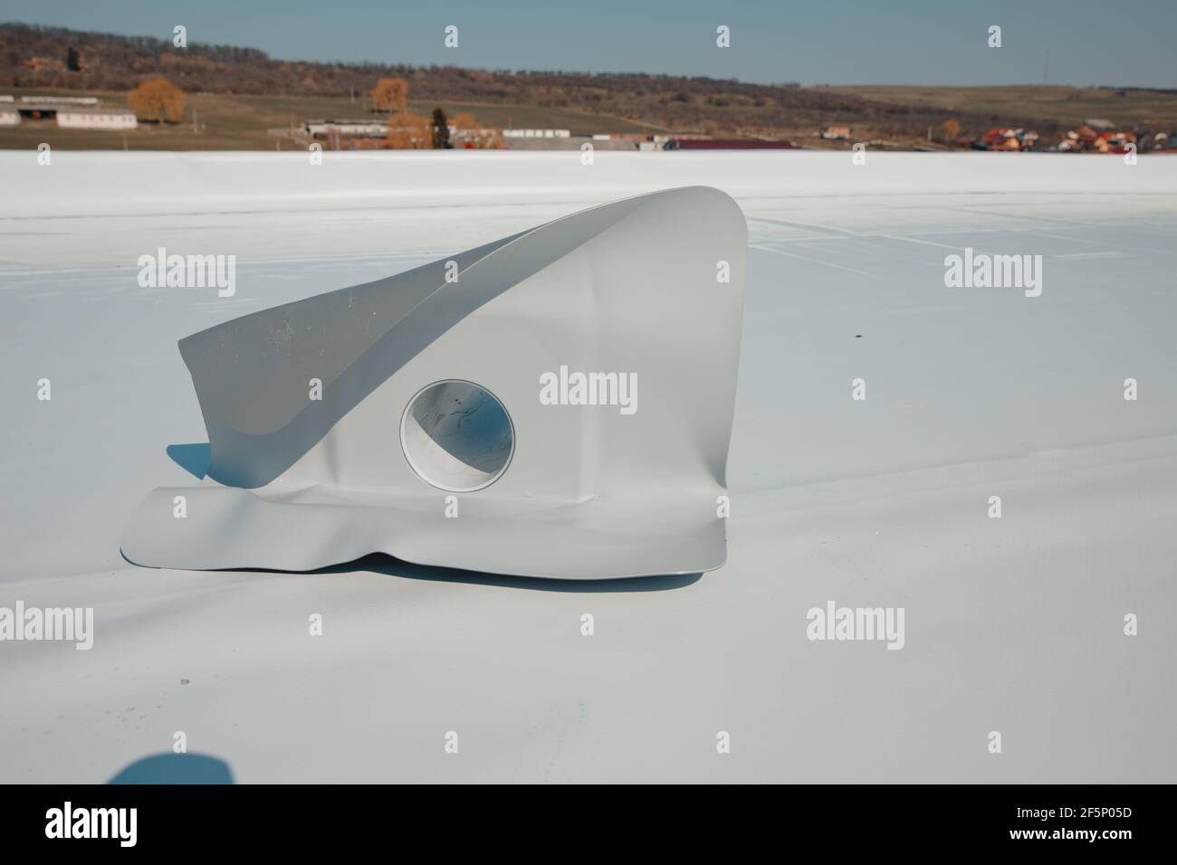 Side drain pipe for flat roof with PVC and EPDM synthetic membrane ...