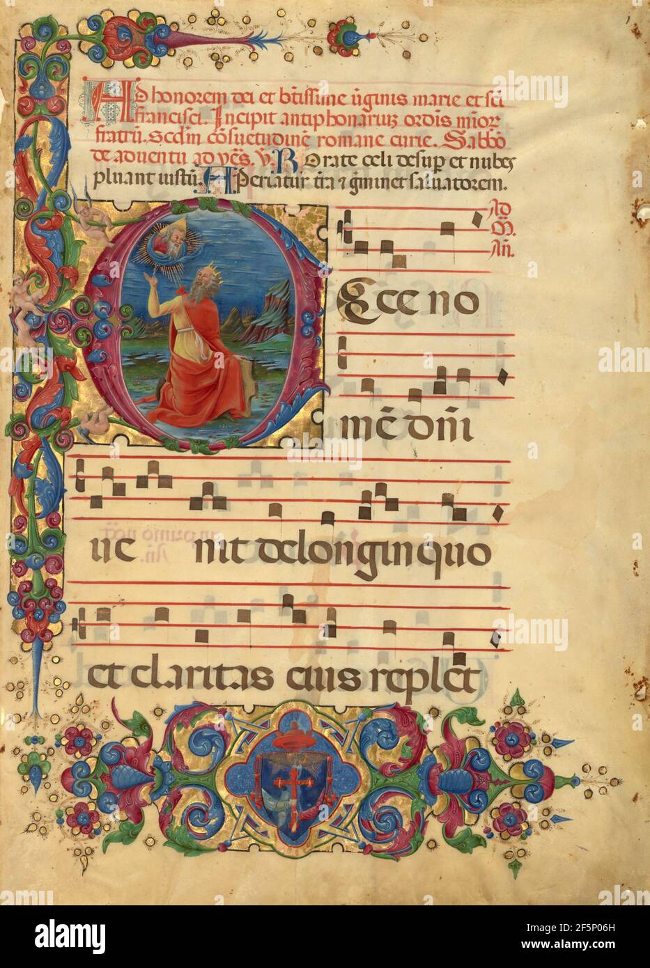 Initial E: David Lifting up His Soul to God. Franco dei Russi (Italian ...