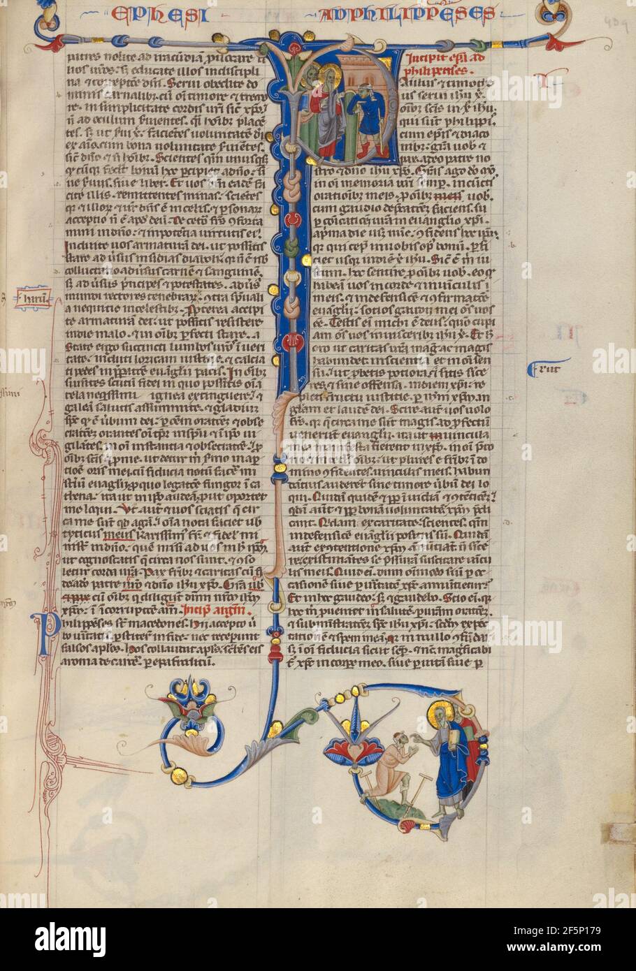 Initial P: Saints Paul and Barnabas with a Disabled Person at Lystra ...