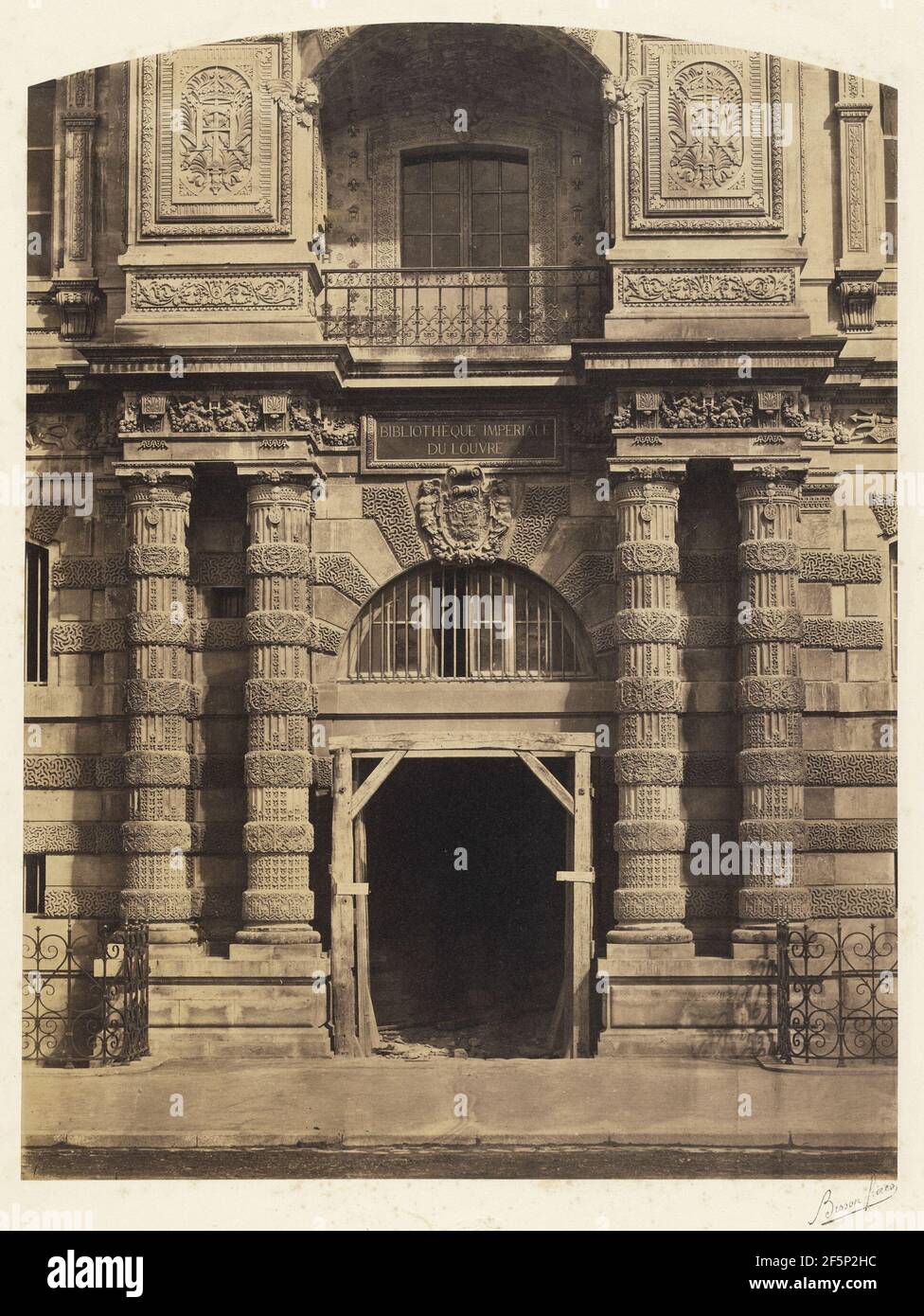 Entrance to the Imperial Library, the Louvre Palace, Paris. Bisson ...