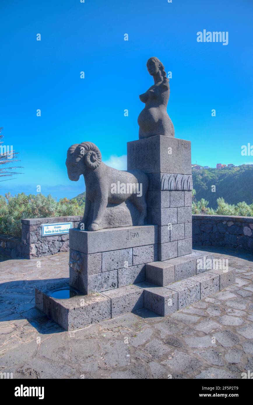 Sculpture at Jardin de las Hesperides viewpoint at La Palma, Canary ...