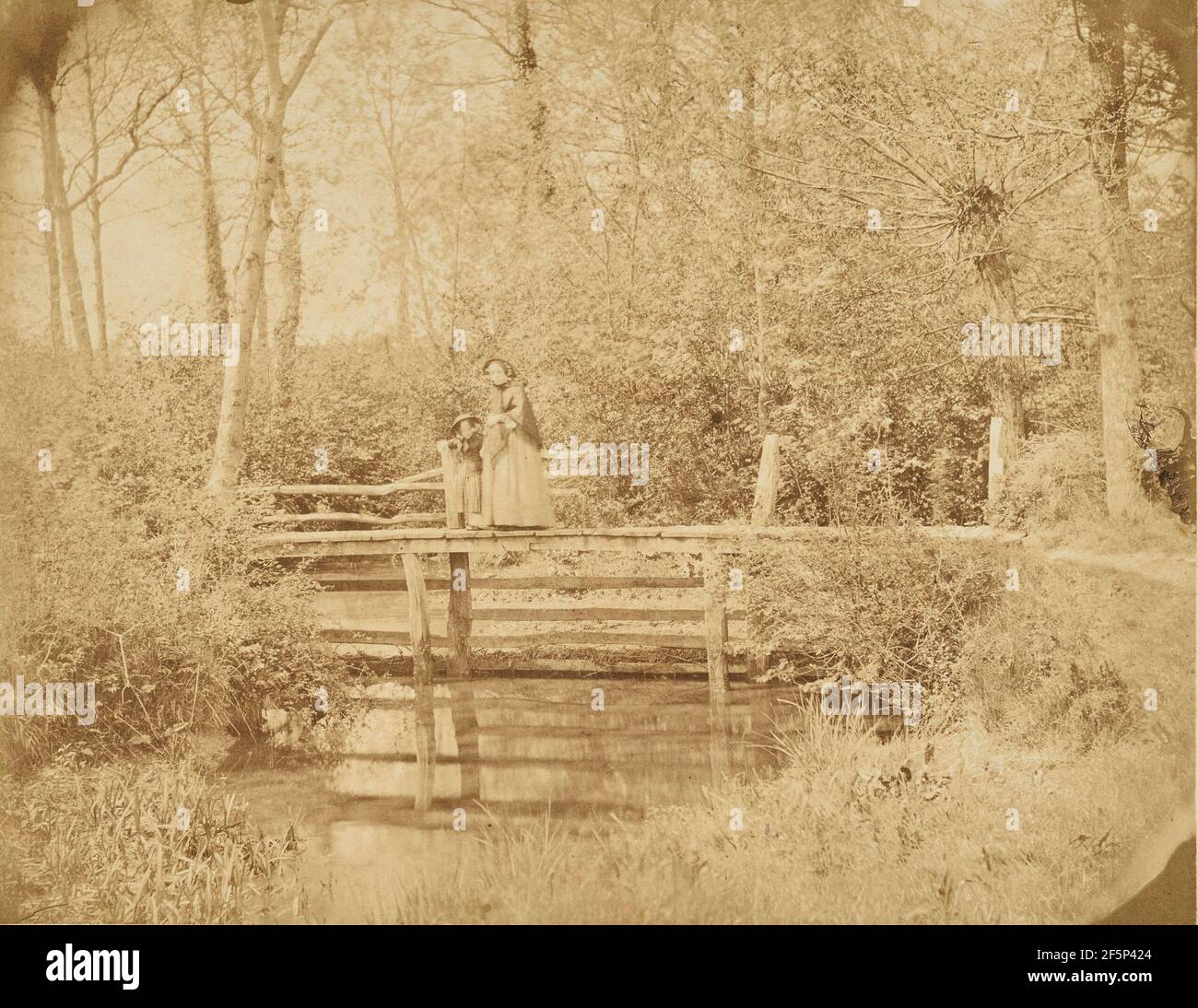 Woman and girl on bridge. John Whistler (British, 1830 - 1897 Stock ...