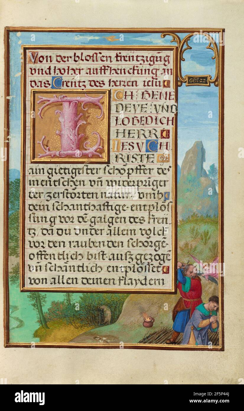 Border with the Sacrifice of Isaac. Simon Bening (Flemish, about 1483 ...