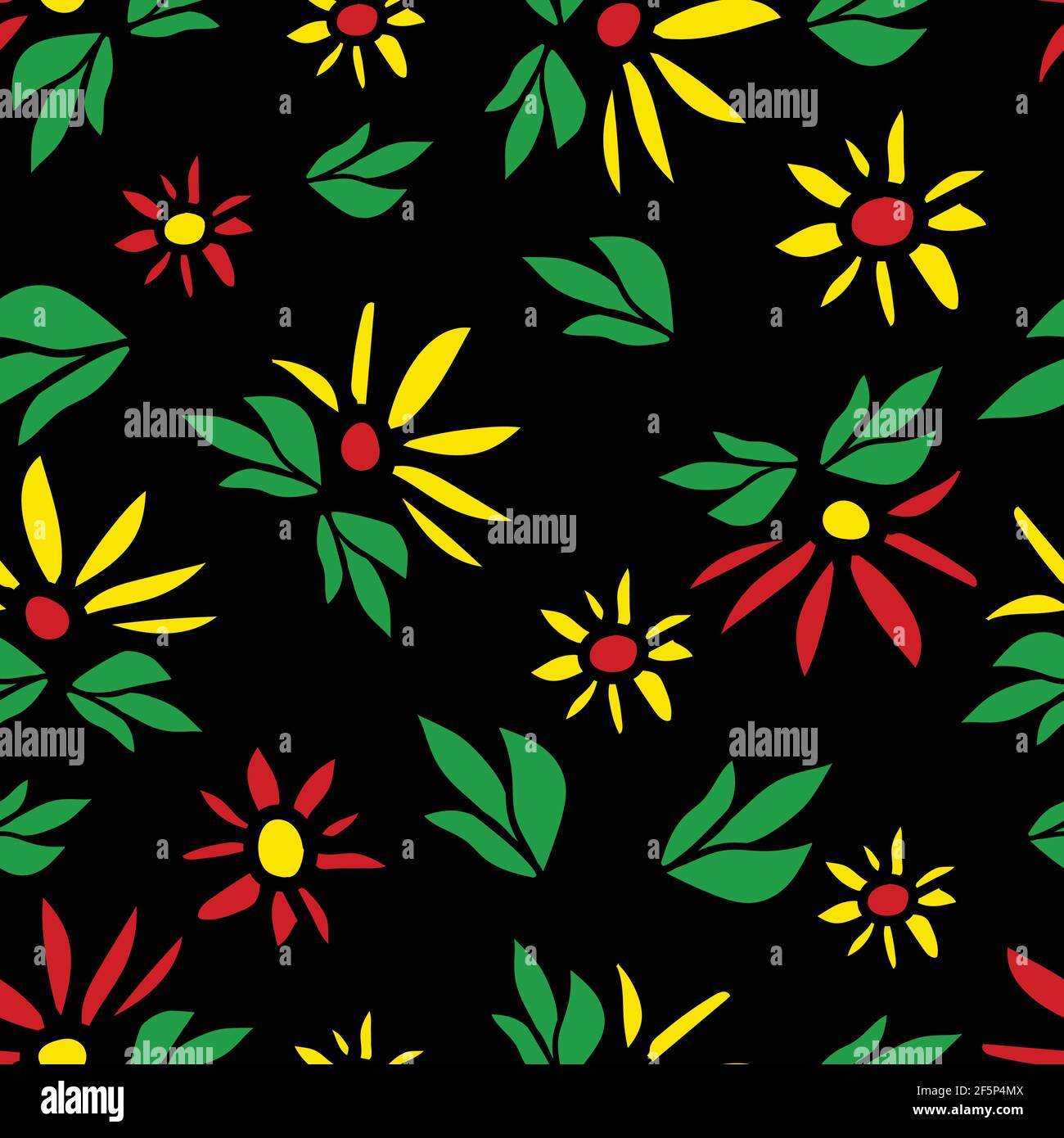 Seamless vector pattern with flowers on black background. Beautiful ...
